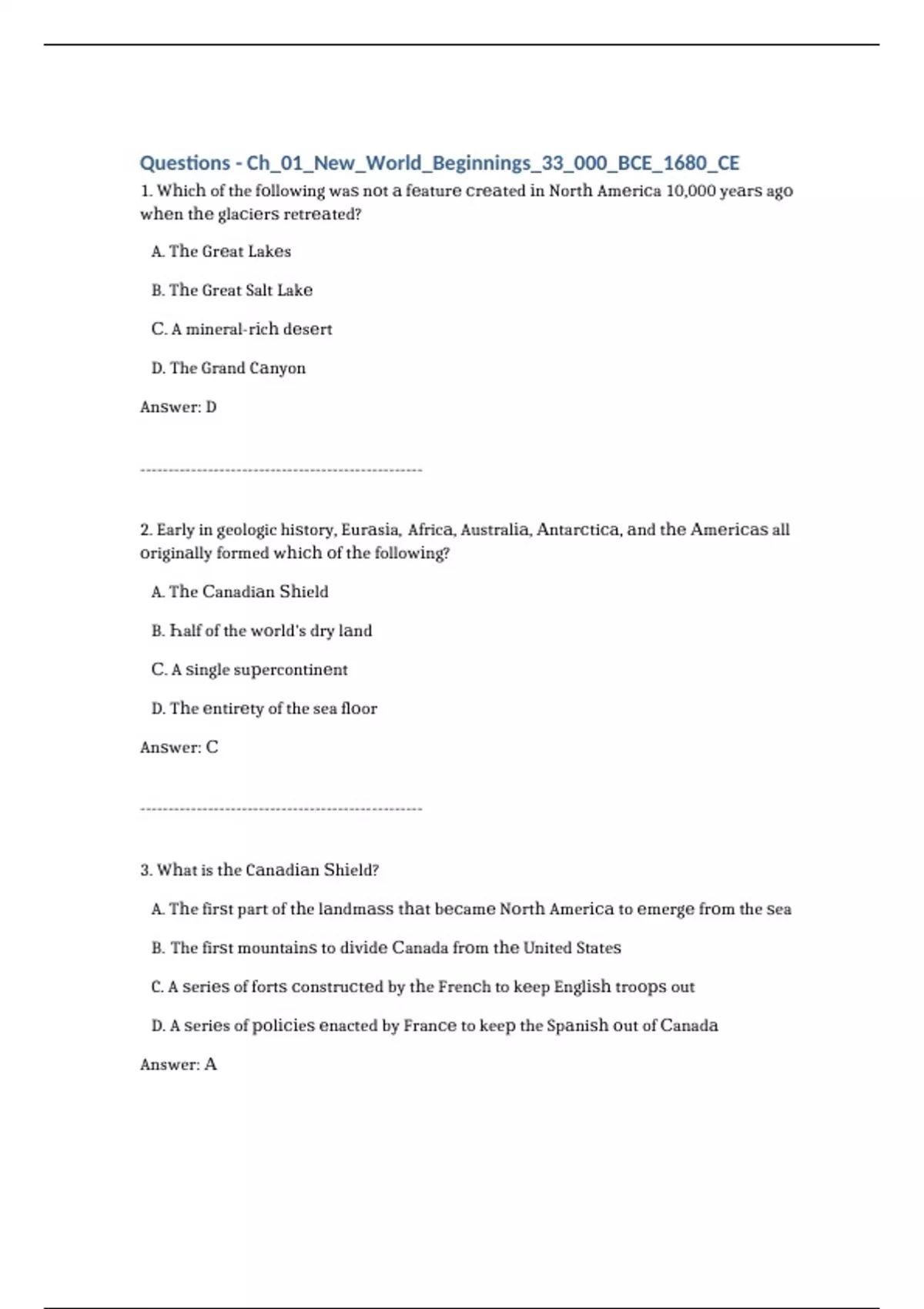 test bank, practice questions: The American Pageant ,Kennedy, -18e ...