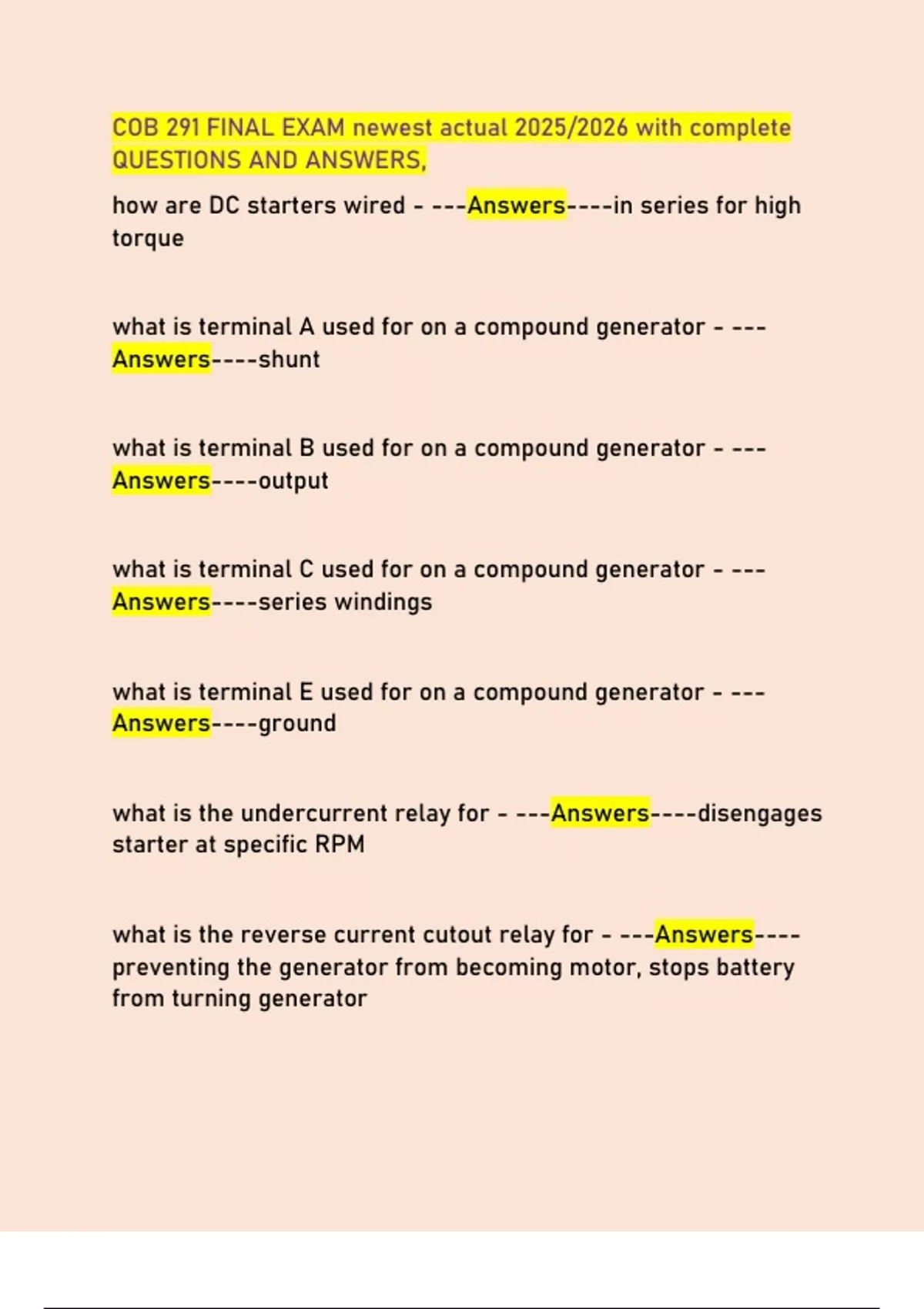 COB 291 NEWEST ACTUAL 2025/2026 FINAL EXAM WITH COMPLETE QUESTIONS AND ...