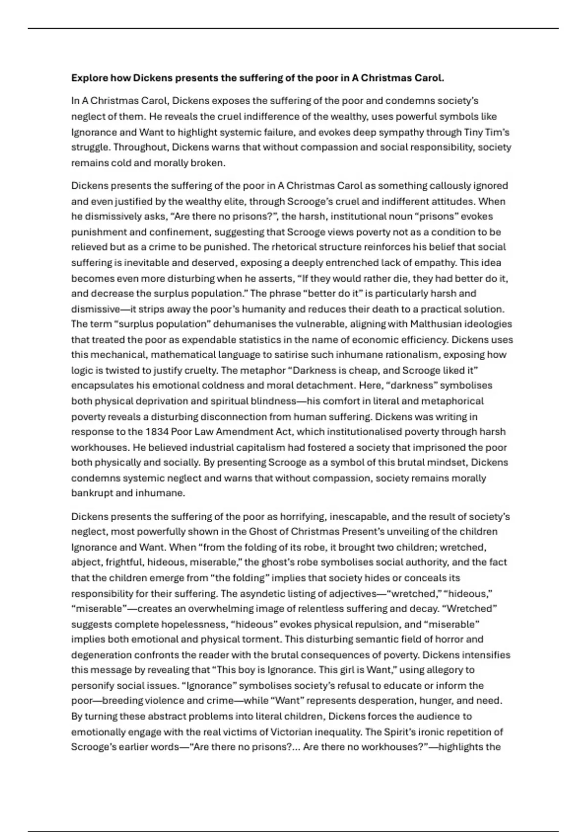 GCSE English - A Christmas Carol Grade 9 Essays - English - Stuvia UK
