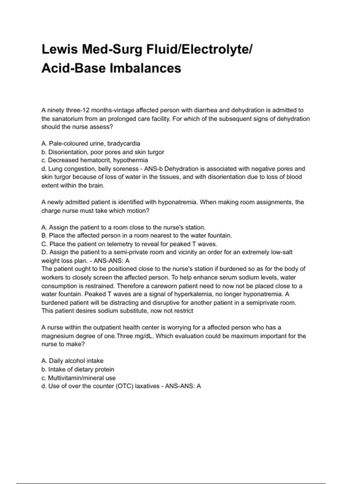 Lewis Med-Surg Fluid/Electrolyte/ Acid-Base Imbalances NEWEST 2025/2026 ...