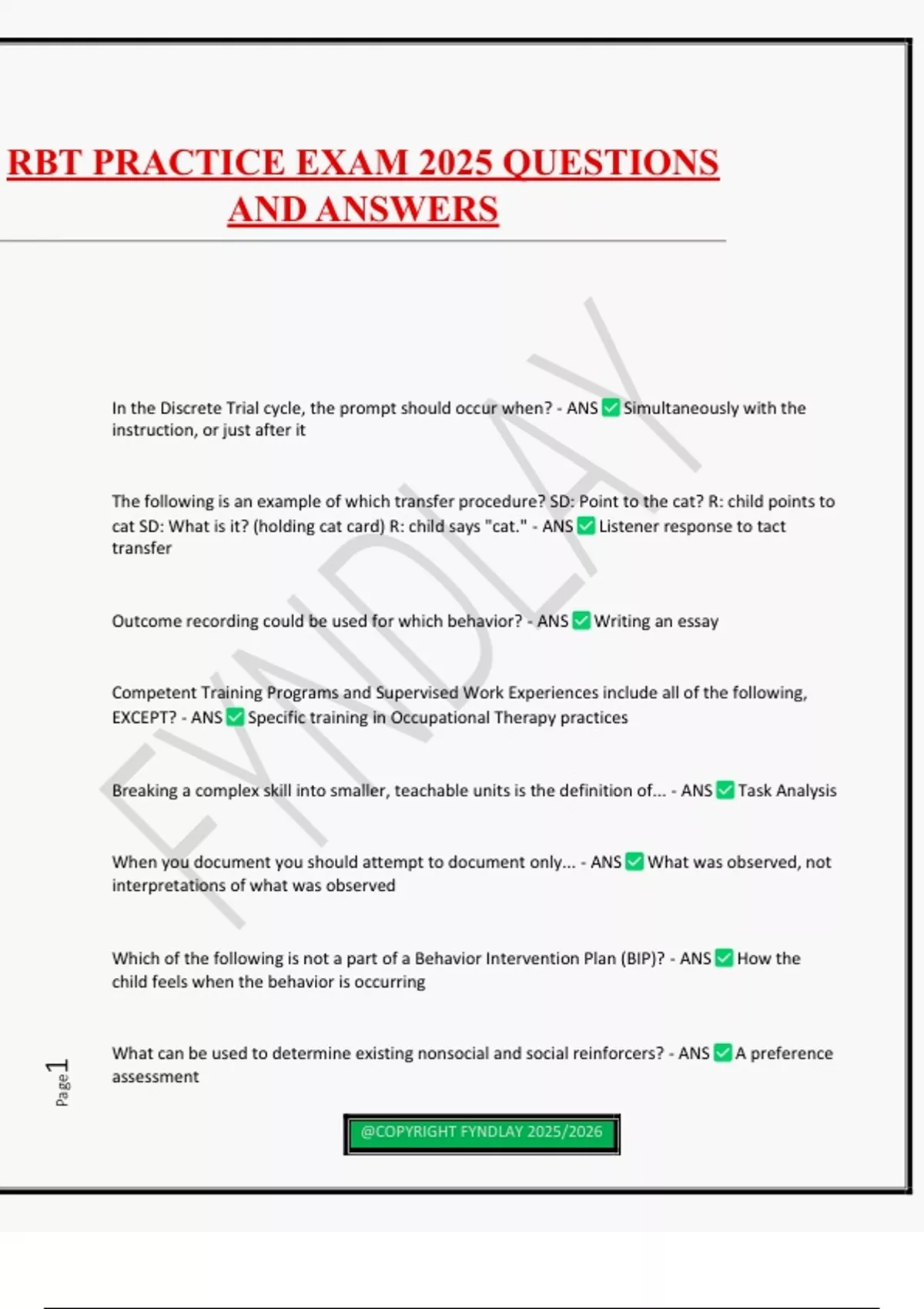RBT PRACTICE EXAM 2025 QUESTIONS AND ANSWERS - RBT - Stuvia US