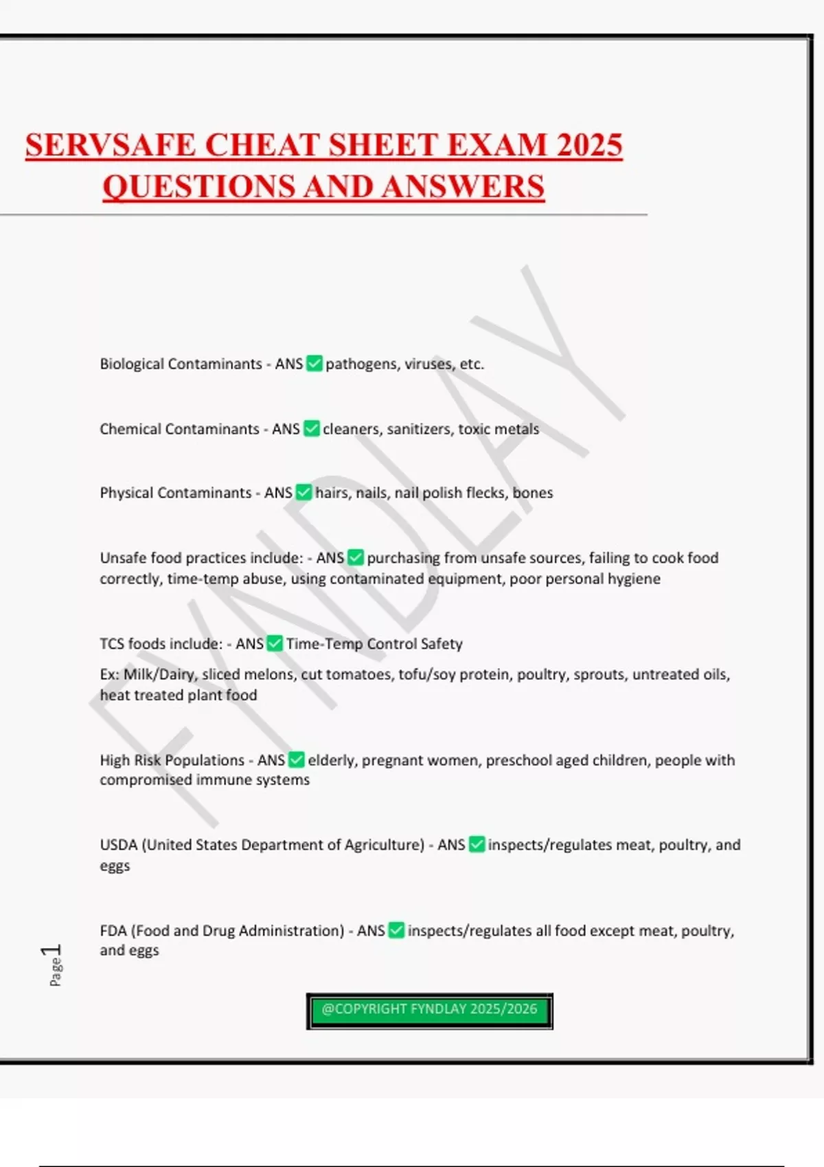 SERVSAFE CHEAT SHEET EXAM 2025 QUESTIONS AND ANSWERS - SERVSAFE CHEAT ...