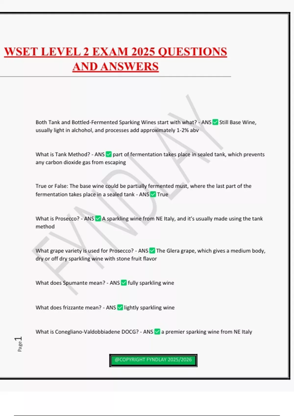 WSET LEVEL 2 EXAM 2025 QUESTIONS AND ANSWERS - WSET level 2 - Stuvia US
