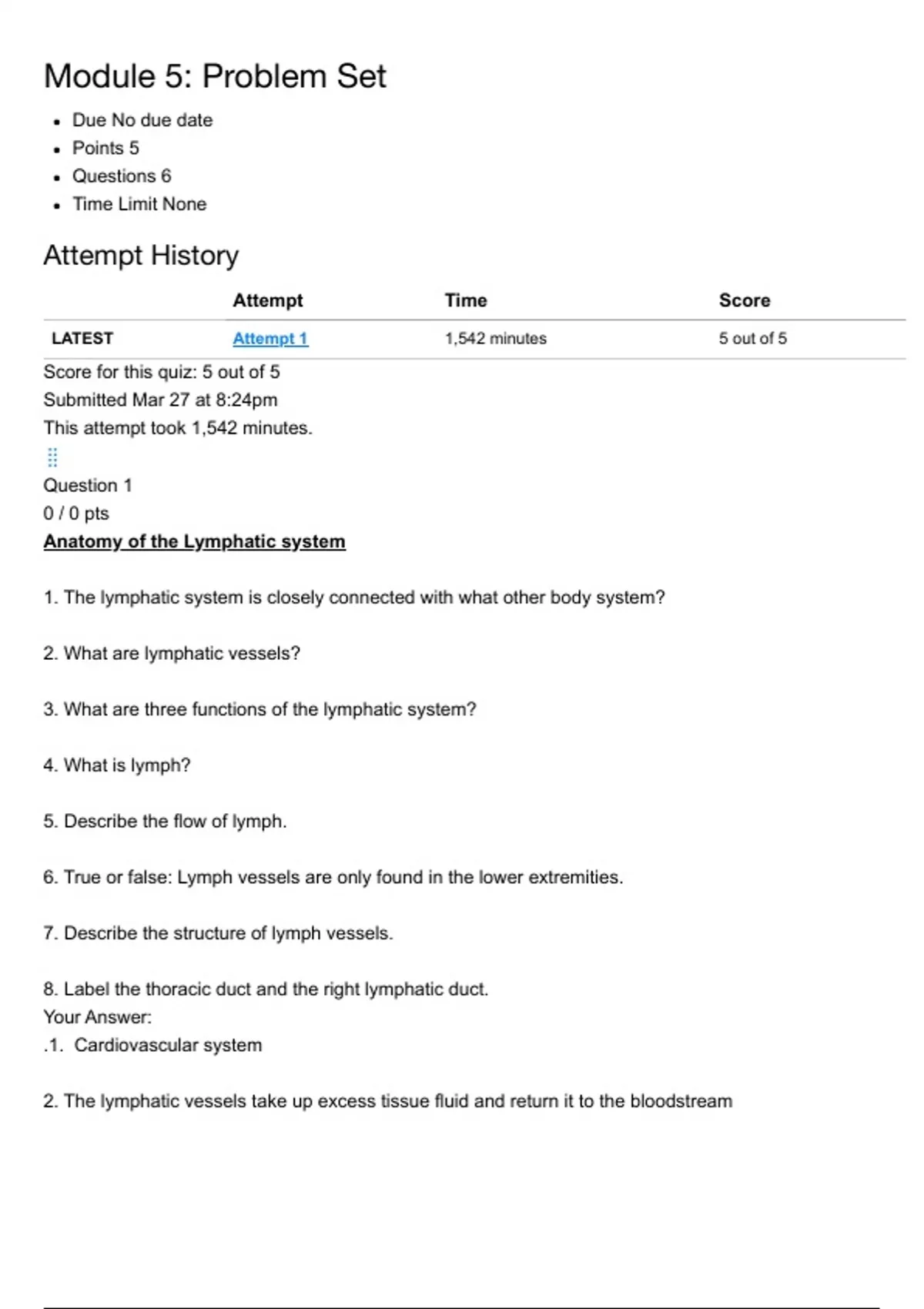 Module 5 Problem Set Essential Human Anatomy and Physiology II with Lab ...