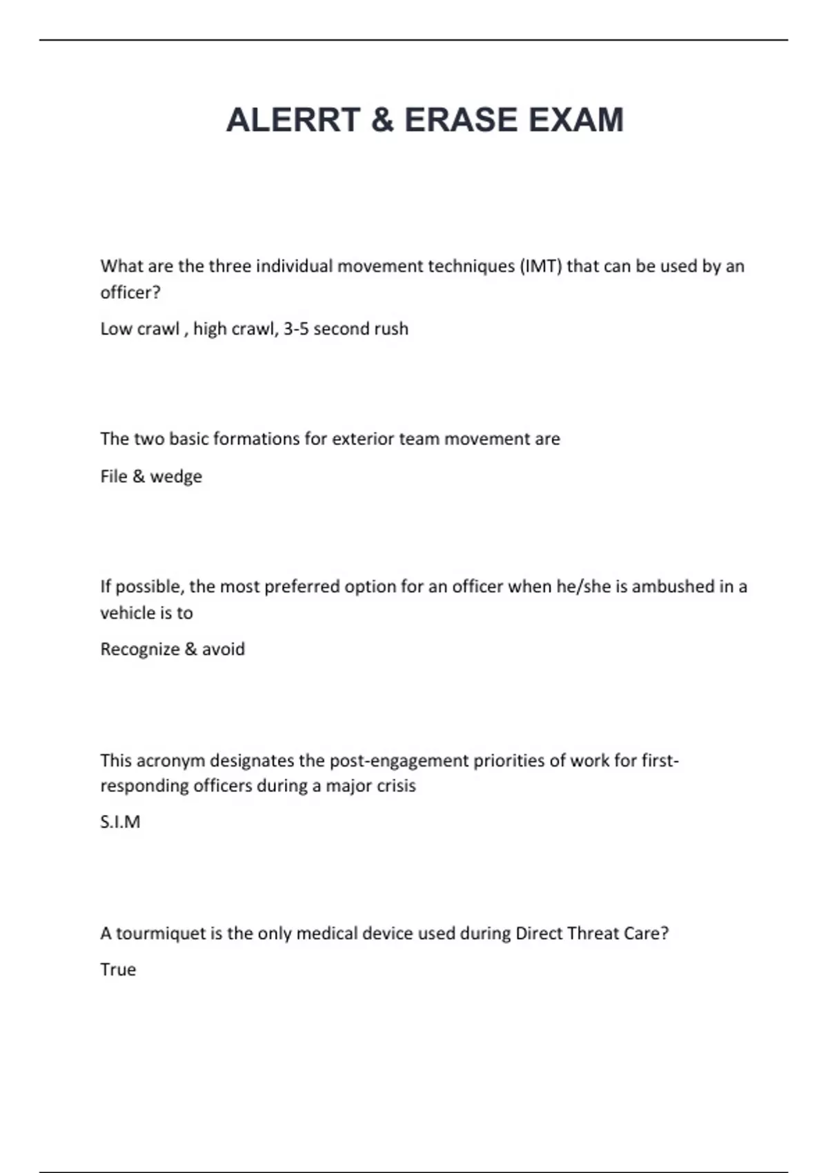 ALERRT Test Bundle Complete Practice Questions with Solution Updated ...