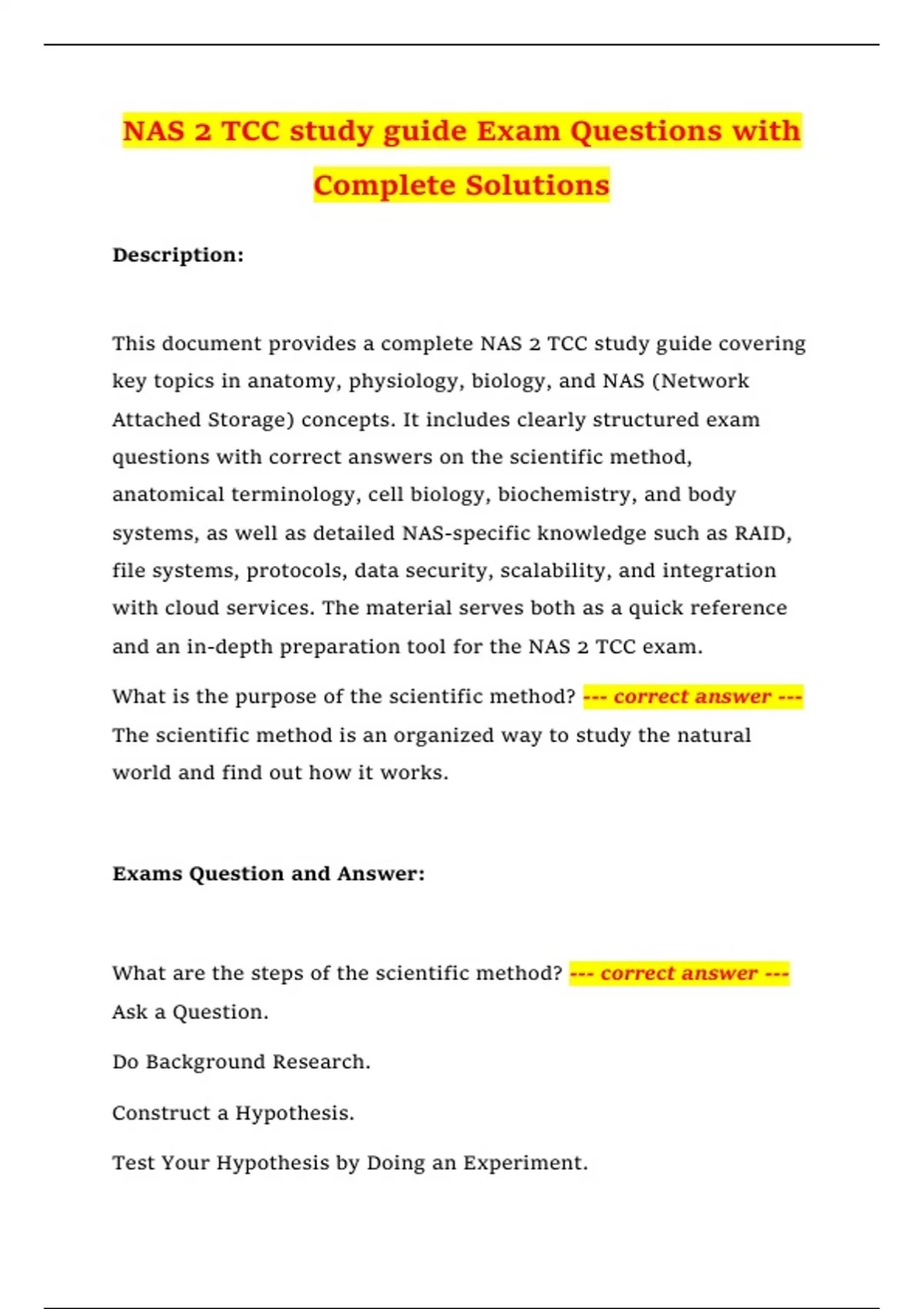 NAS 2 TCC study guide Exam Questions with Complete Solutions - NAS 2 ...