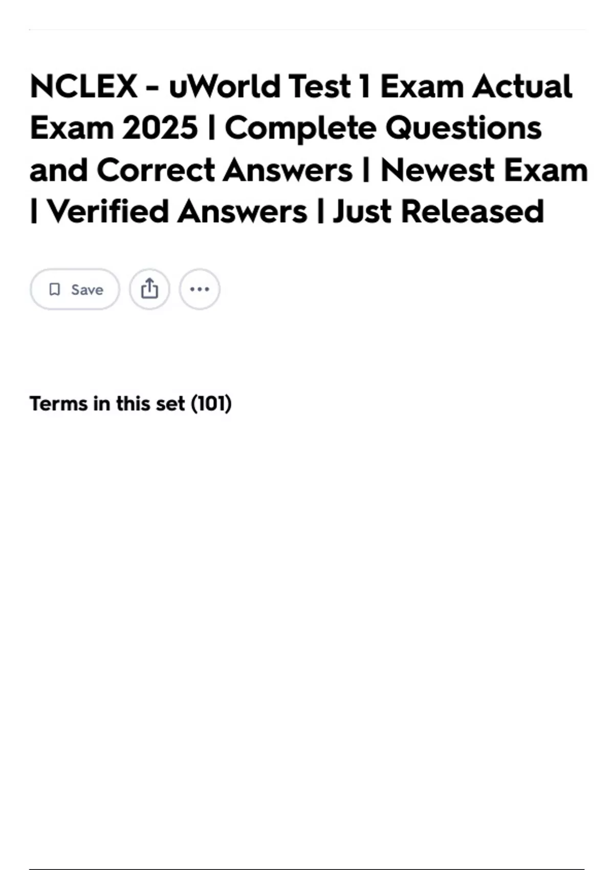 NCLEX - uWorld Test 1 Exam Actual Exam 2025 | Complete Questions and ...