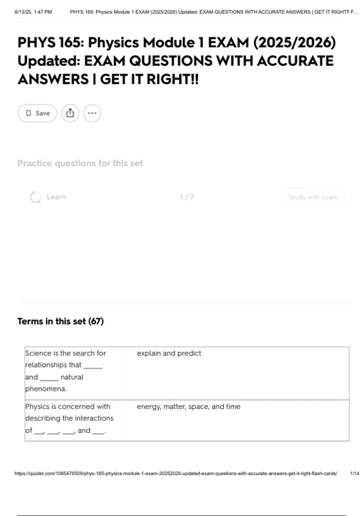 PHYS 165: Physics Module 1 EXAM (2025/2026) Updated: EXAM QUESTIONS ...