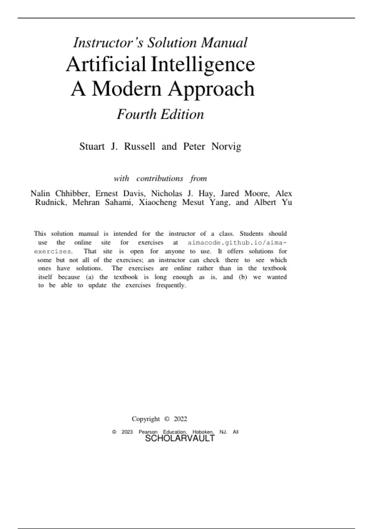 SOLUTIONS & INSTRUCTOR MANUAL for Artificial Intelligence: A Modern ...