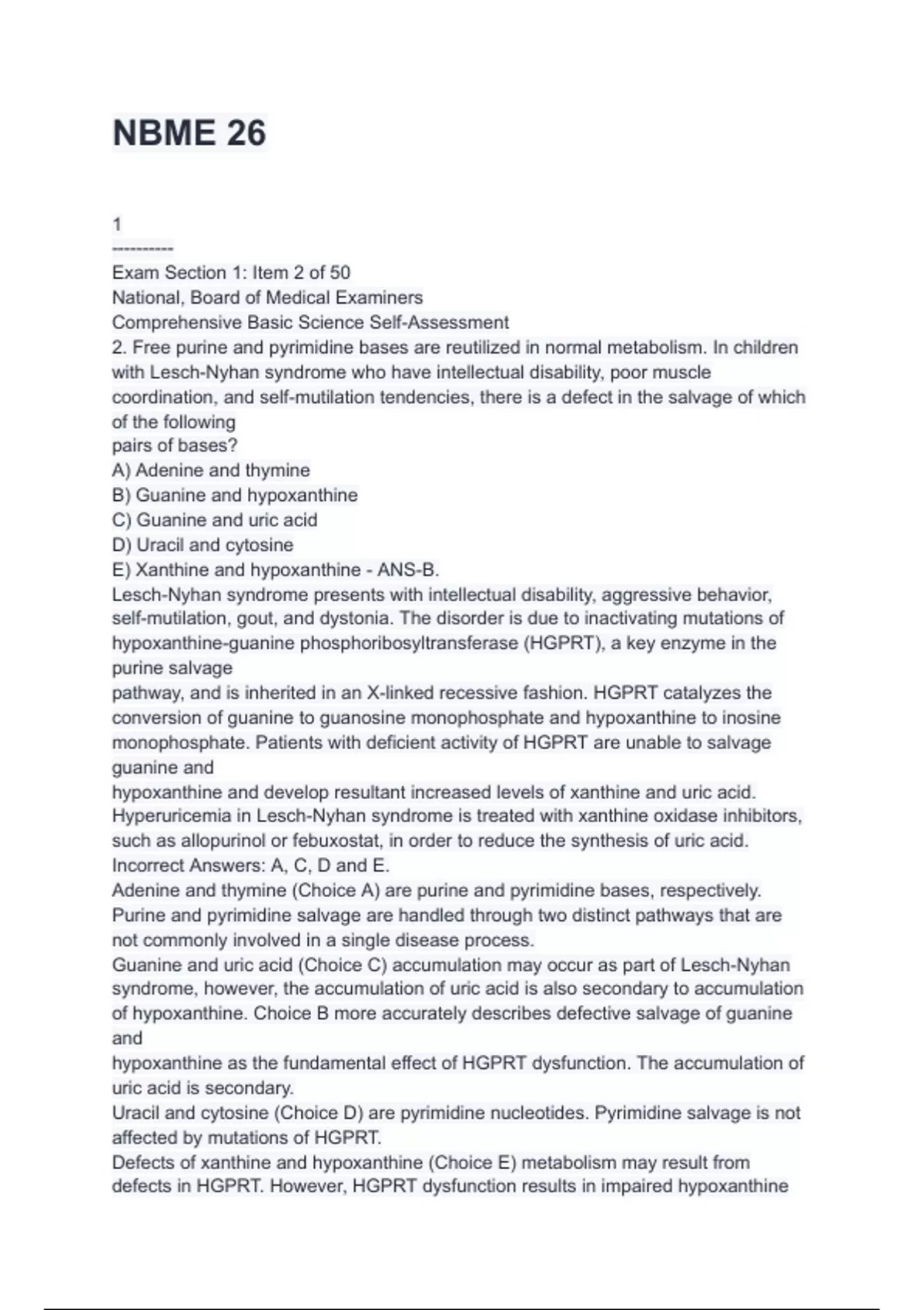 NBME 26 Exam 2025/2026 Questions With Completed Solutions. - NBME ...