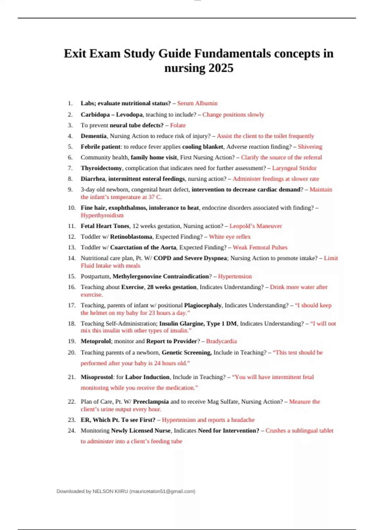 Exit Exam Study Guide – Fundamentals Concepts in Nursing 2025 ...