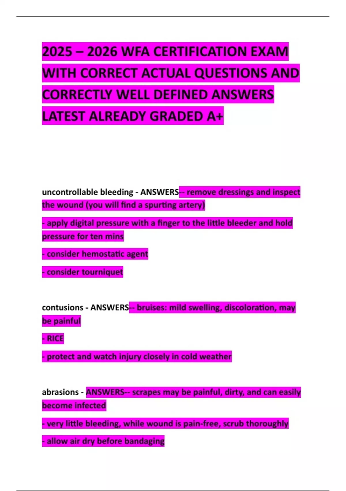 2025 – 2026 WFA CERTIFICATION EXAM WITH CORRECT ACTUAL QUESTIONS AND ...