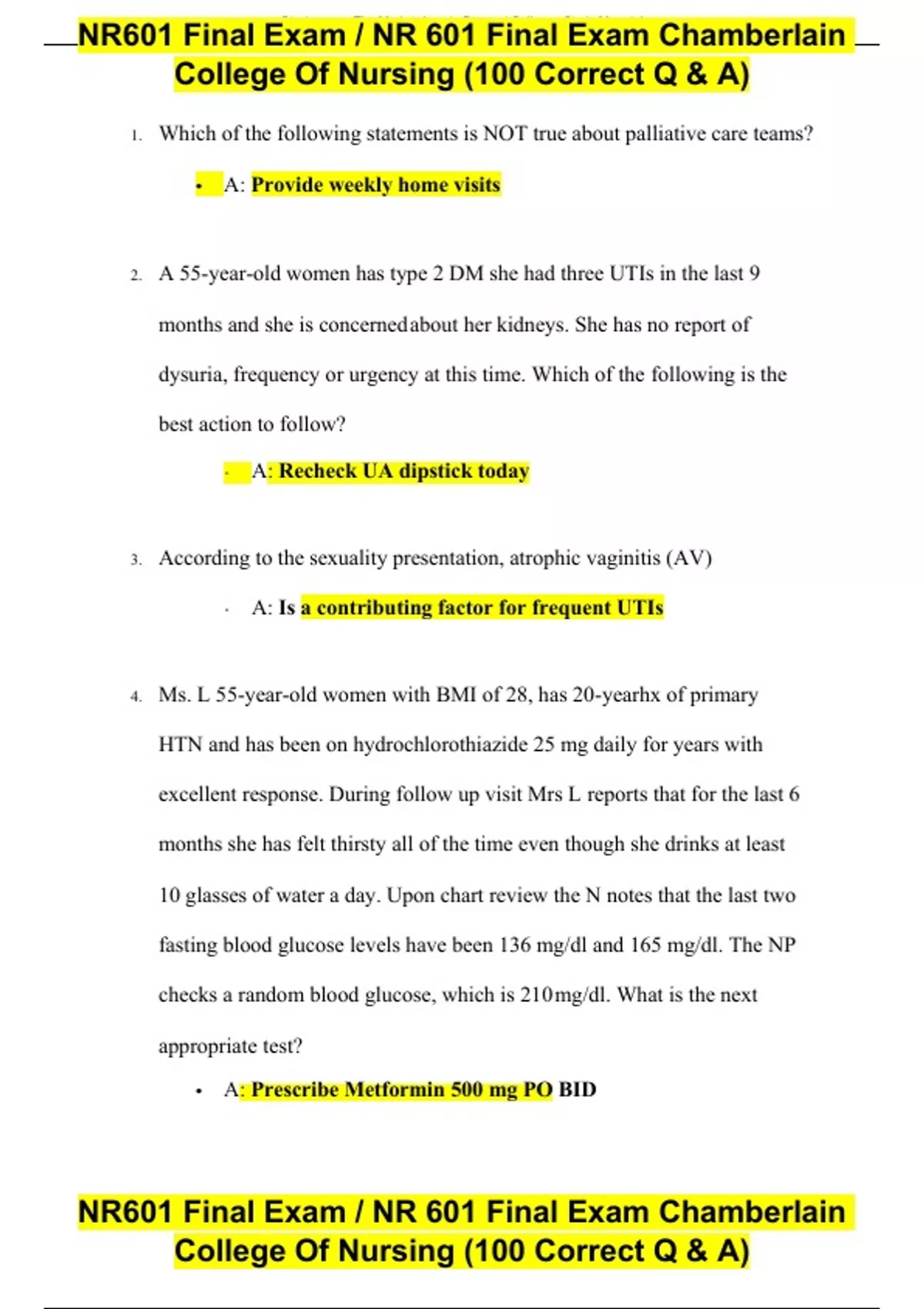 Exam 3 NP Assessment – Chamberlain College of Nursing (2025/2026 ...
