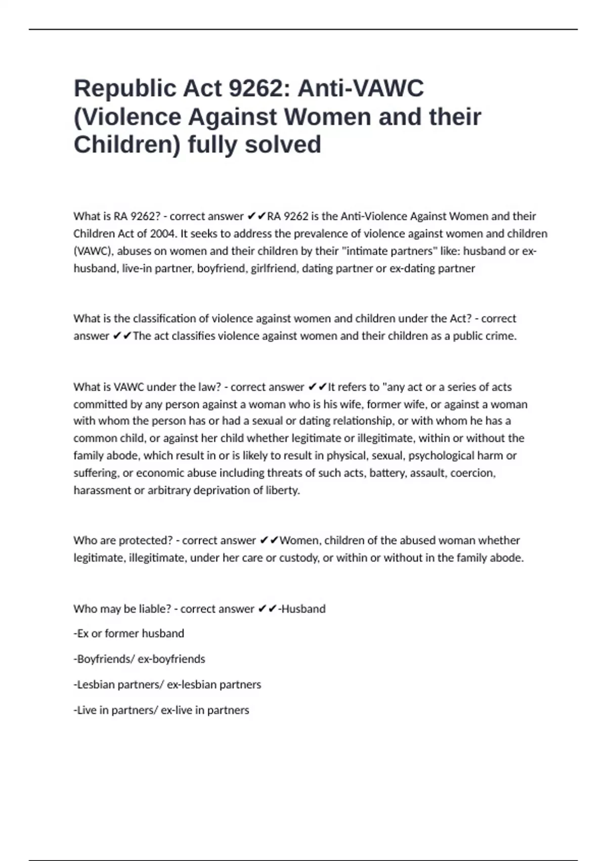 Republic Act 9262: Anti-VAWC (Violence Against Women and their Children ...