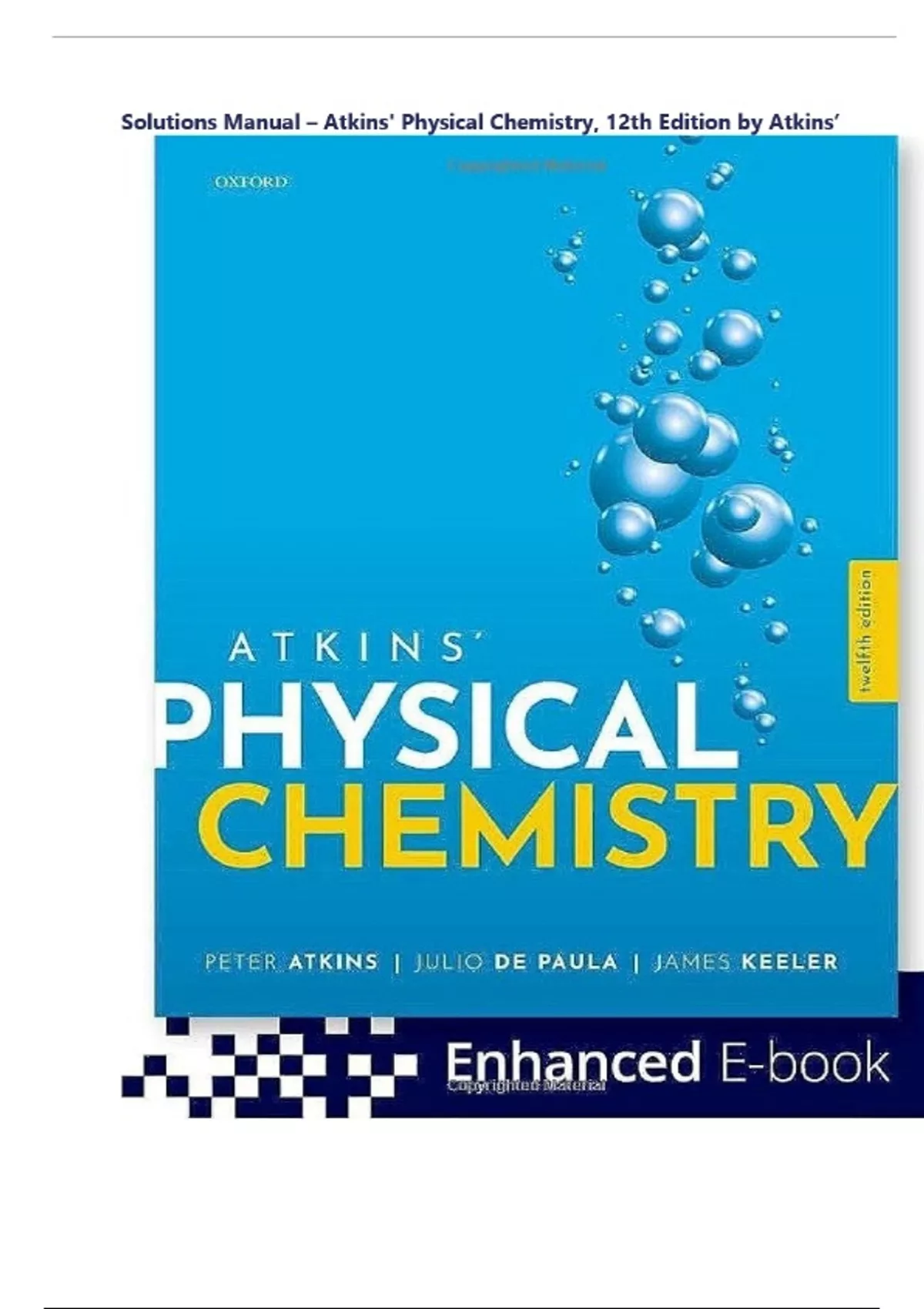 Solutions Manual – Atkins' Physical Chemistry, 12th Edition by Atkins ...
