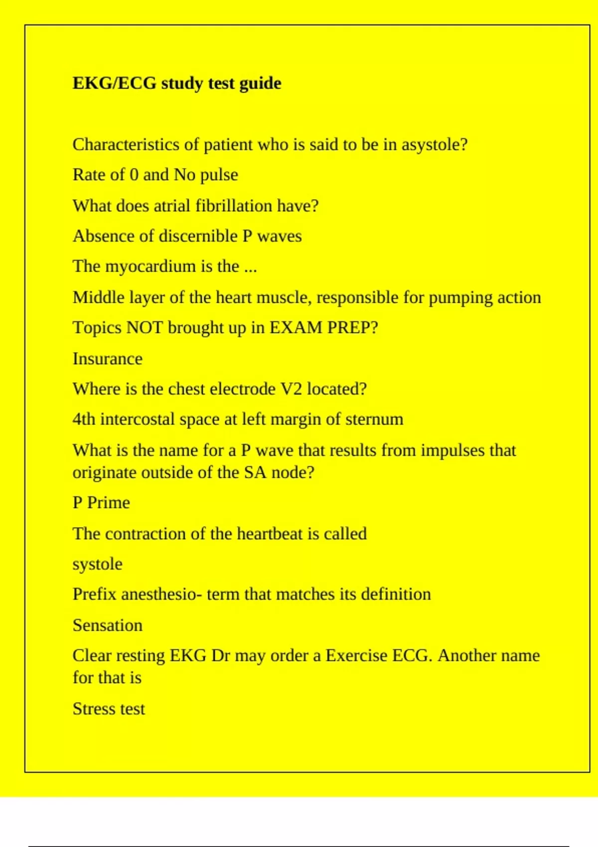 EKG/ECG study test guide - EKG/ECG - Stuvia US