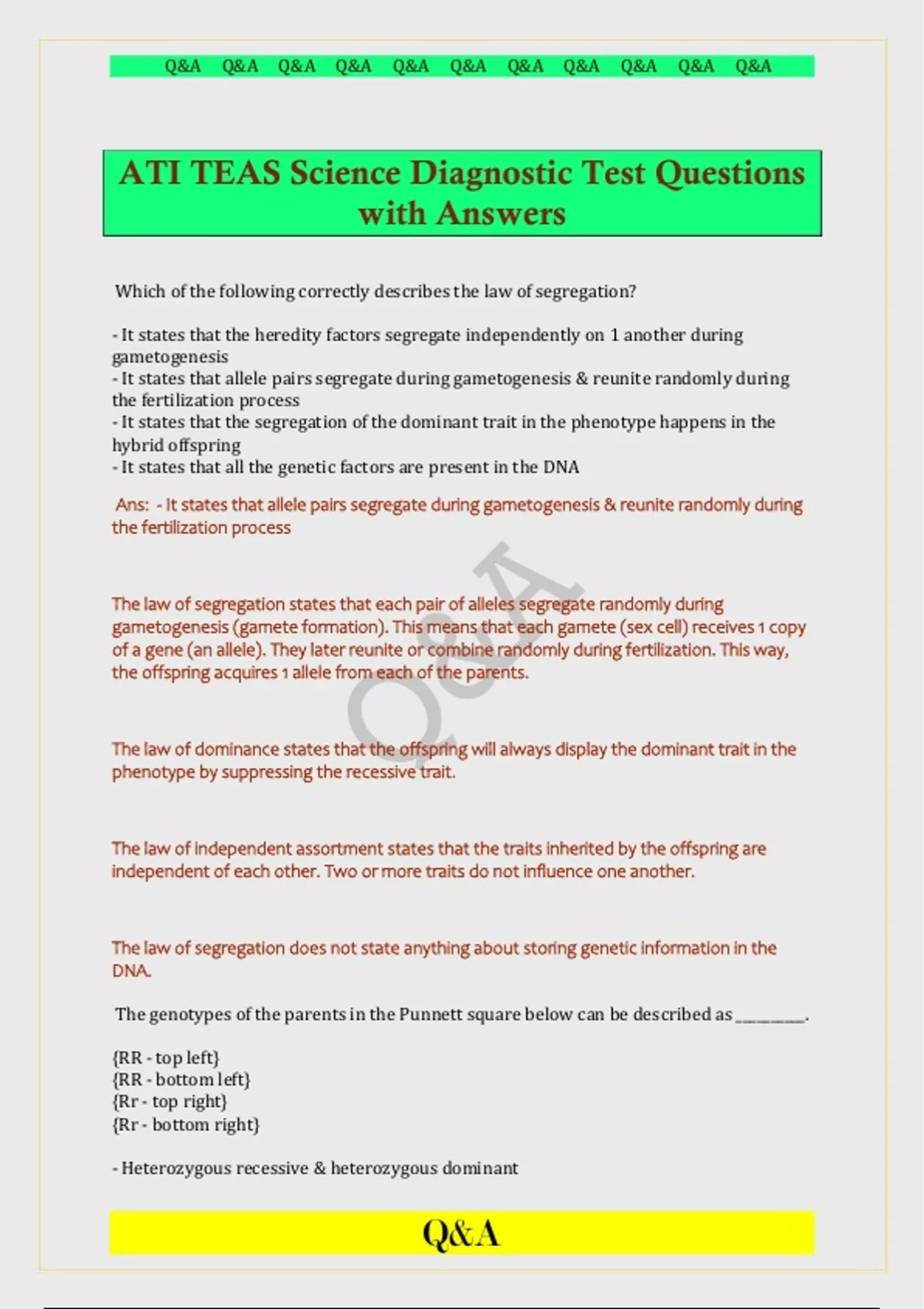 ATI TEAS Science Diagnostic Test Questions with Answers - ATI TEAS ...