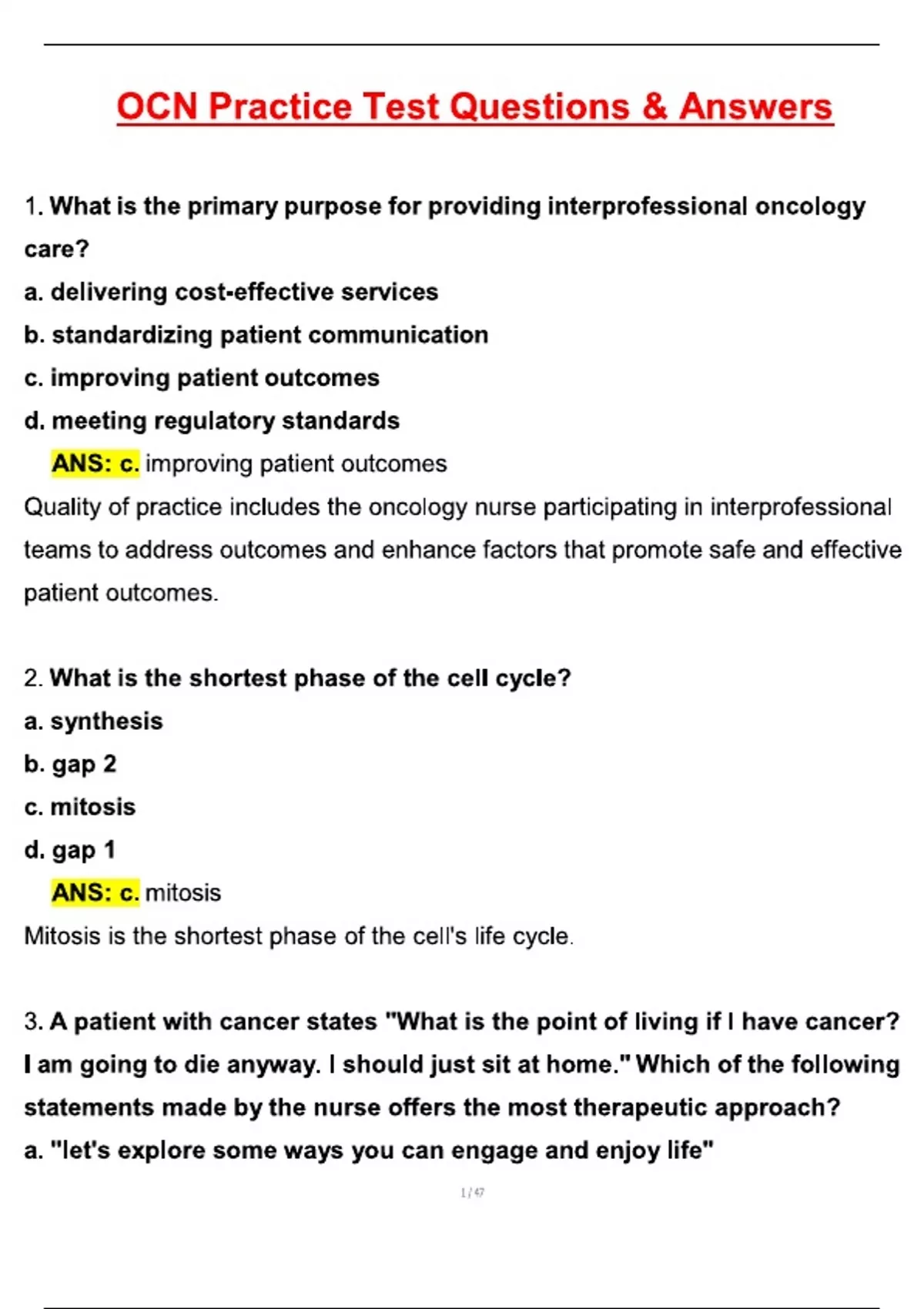 OCN Practice Test Newest (Latest 2025 / 2026 Update) Questions ...