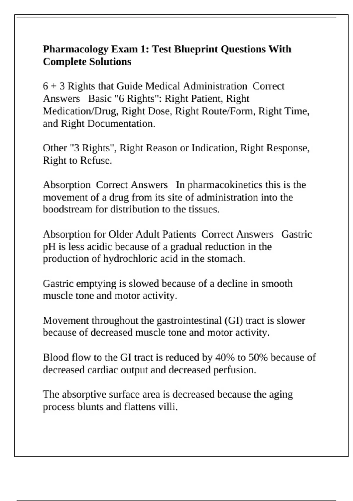 Pharmacology Exam 1: Test Blueprint Questions With Complete Solutions ...