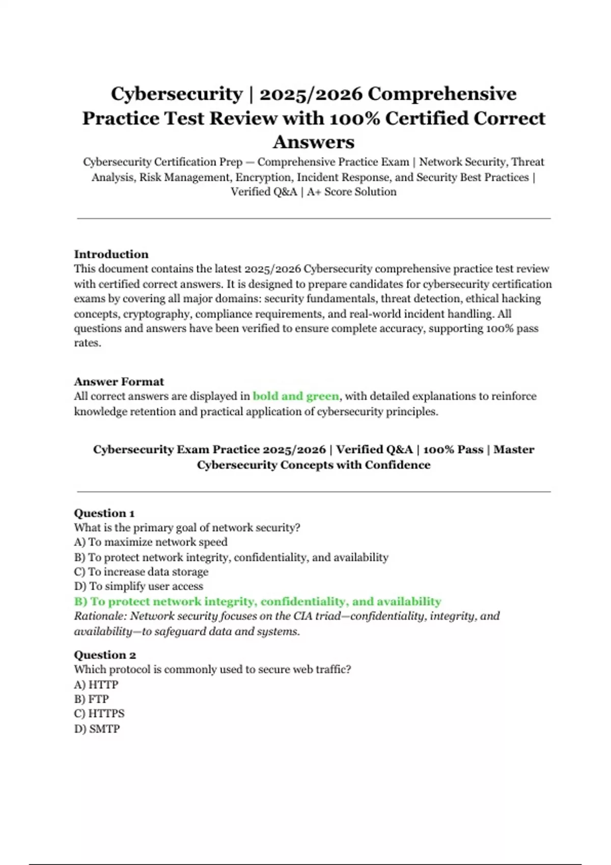 Cybersecurity Certification Prep 2025/2026 – Comprehensive Practice ...