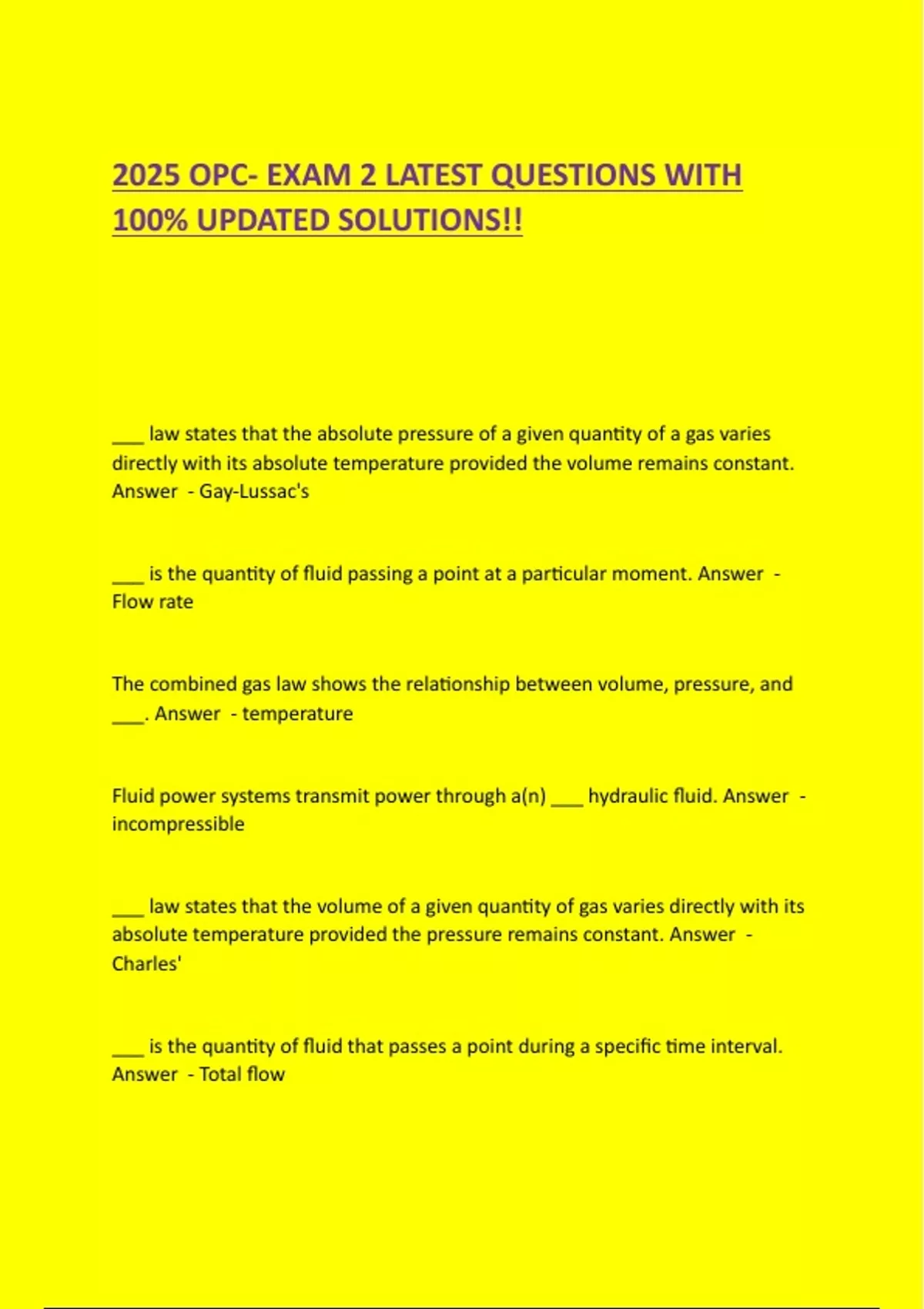 2025 OPC- EXAM 2 LATEST QUESTIONS WITH 100% UPDATED SOLUTIONS!! - OPC ...