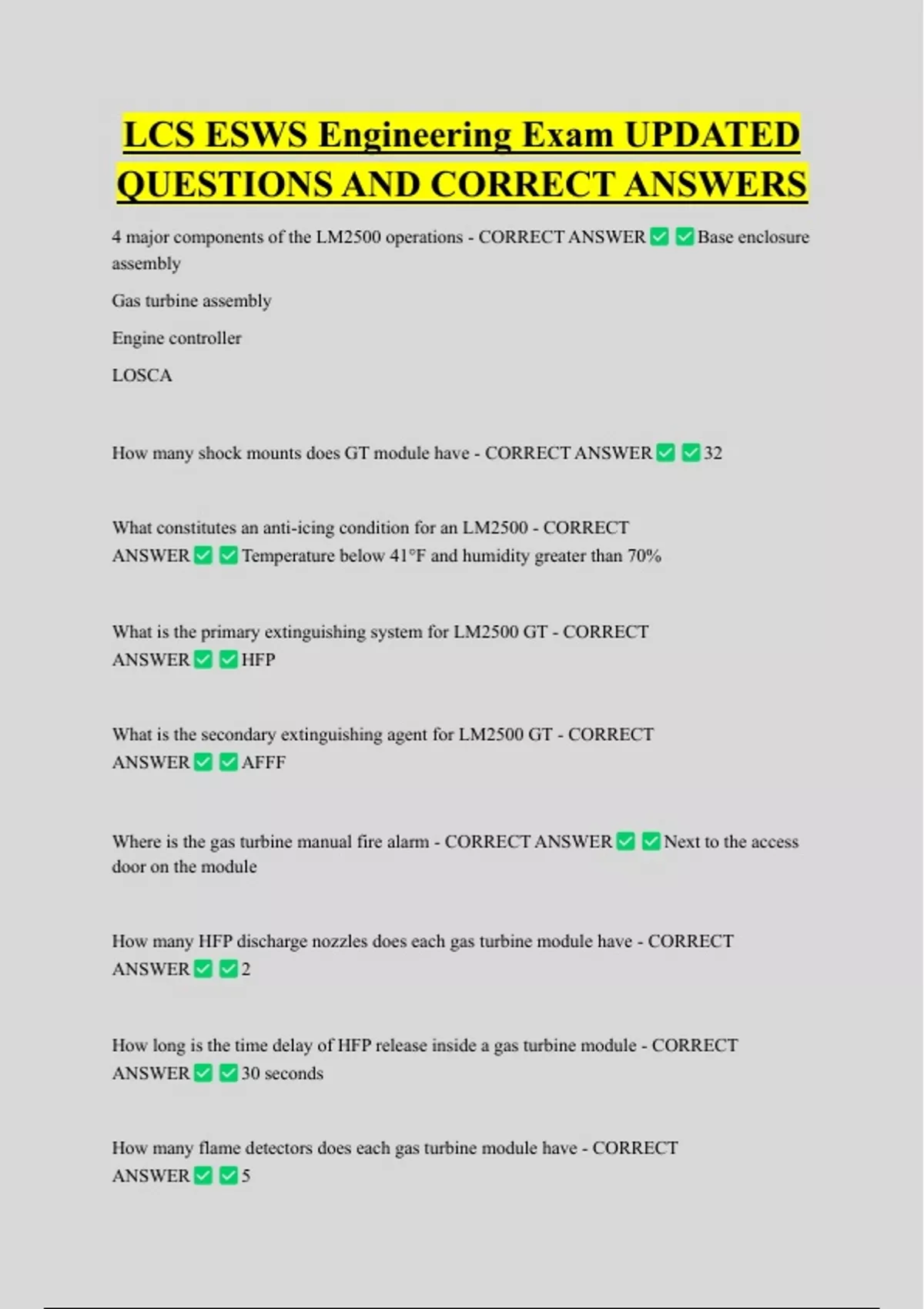 LCS ESWS Engineering Exam UPDATED QUESTIONS AND CORRECT ANSWERS - ESWS ...