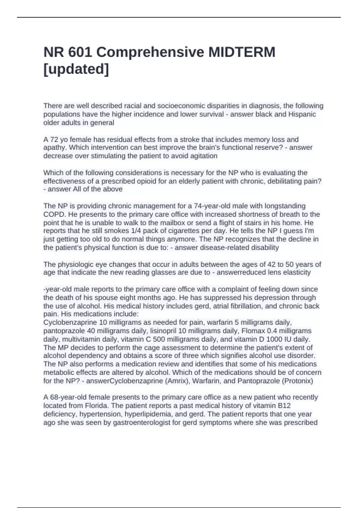 NR 601 Comprehensive MIDTERM -updated-. Questions with Solutions and ...