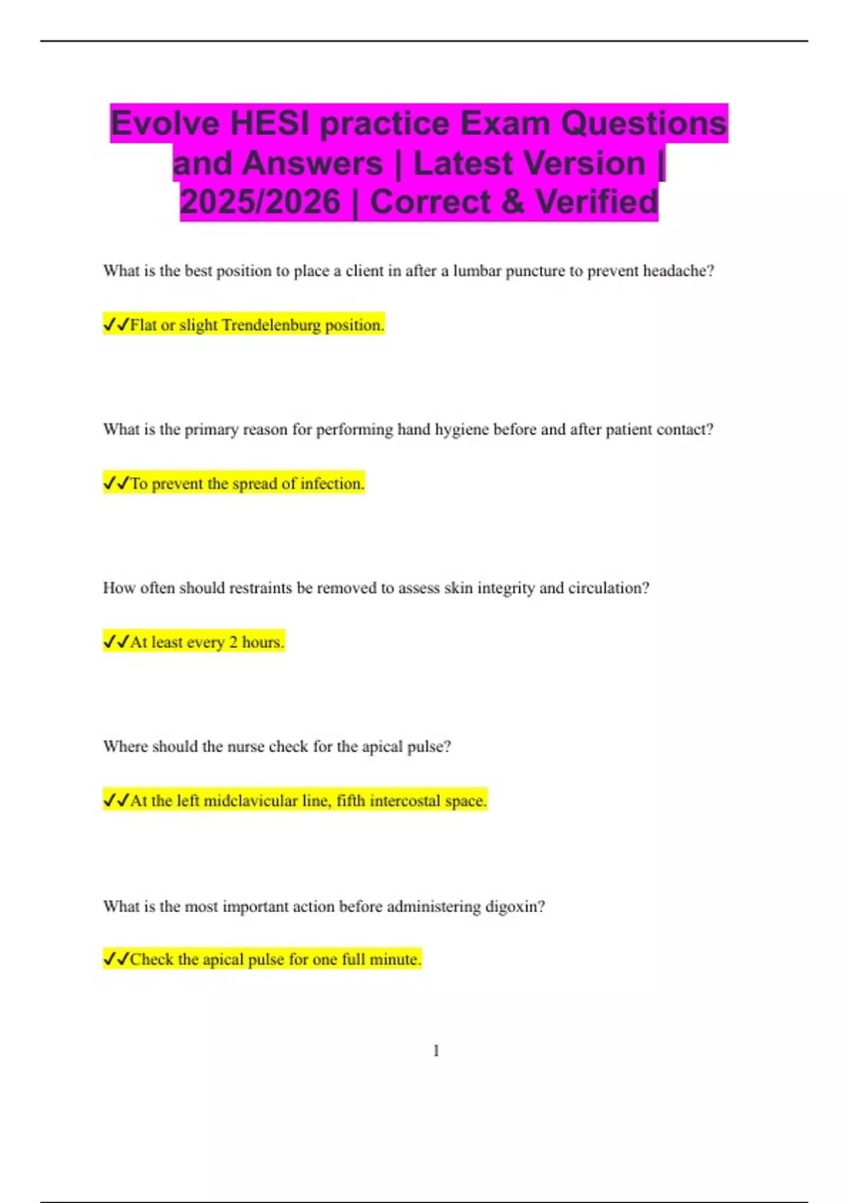 Evolve HESI practice Exam Questions and Answers | Latest Version | 2025 ...
