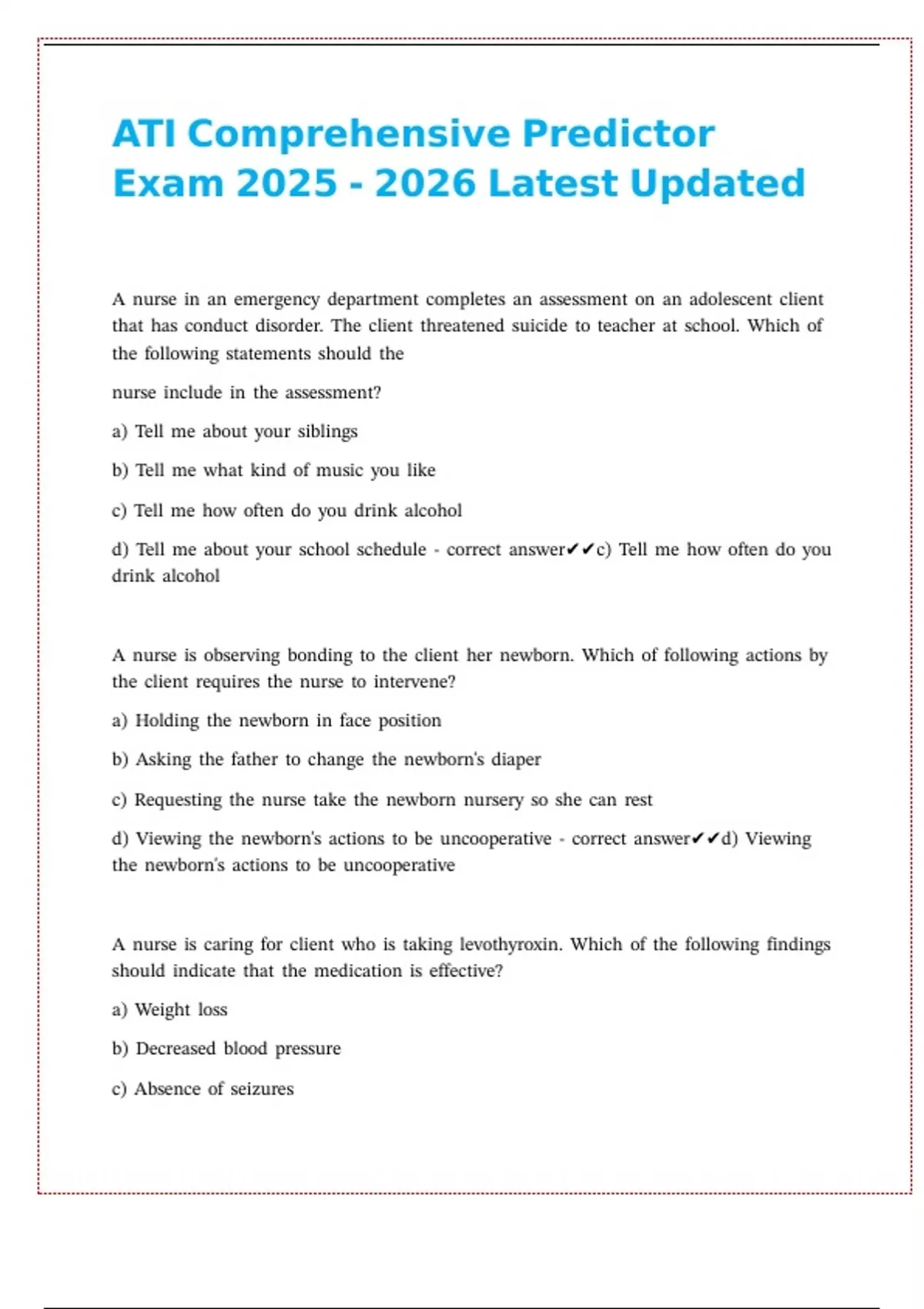ATI Comprehensive Predictor Exam Latest Updated - ATI Comprehensive ...