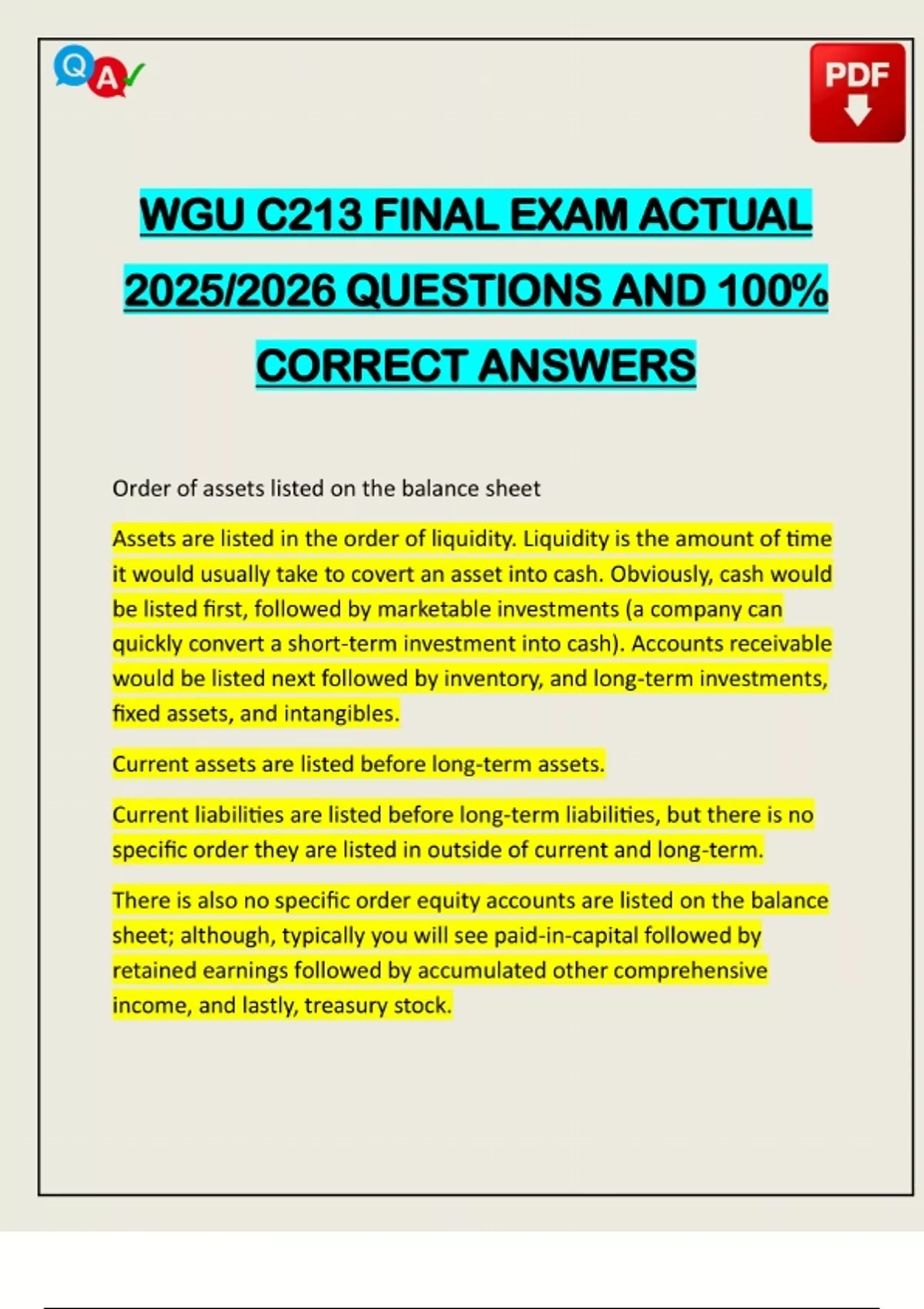WGU C213 FINAL EXAM ACTUAL 2025/2026 QUESTIONS AND 100% CORRECT ANSWERS ...