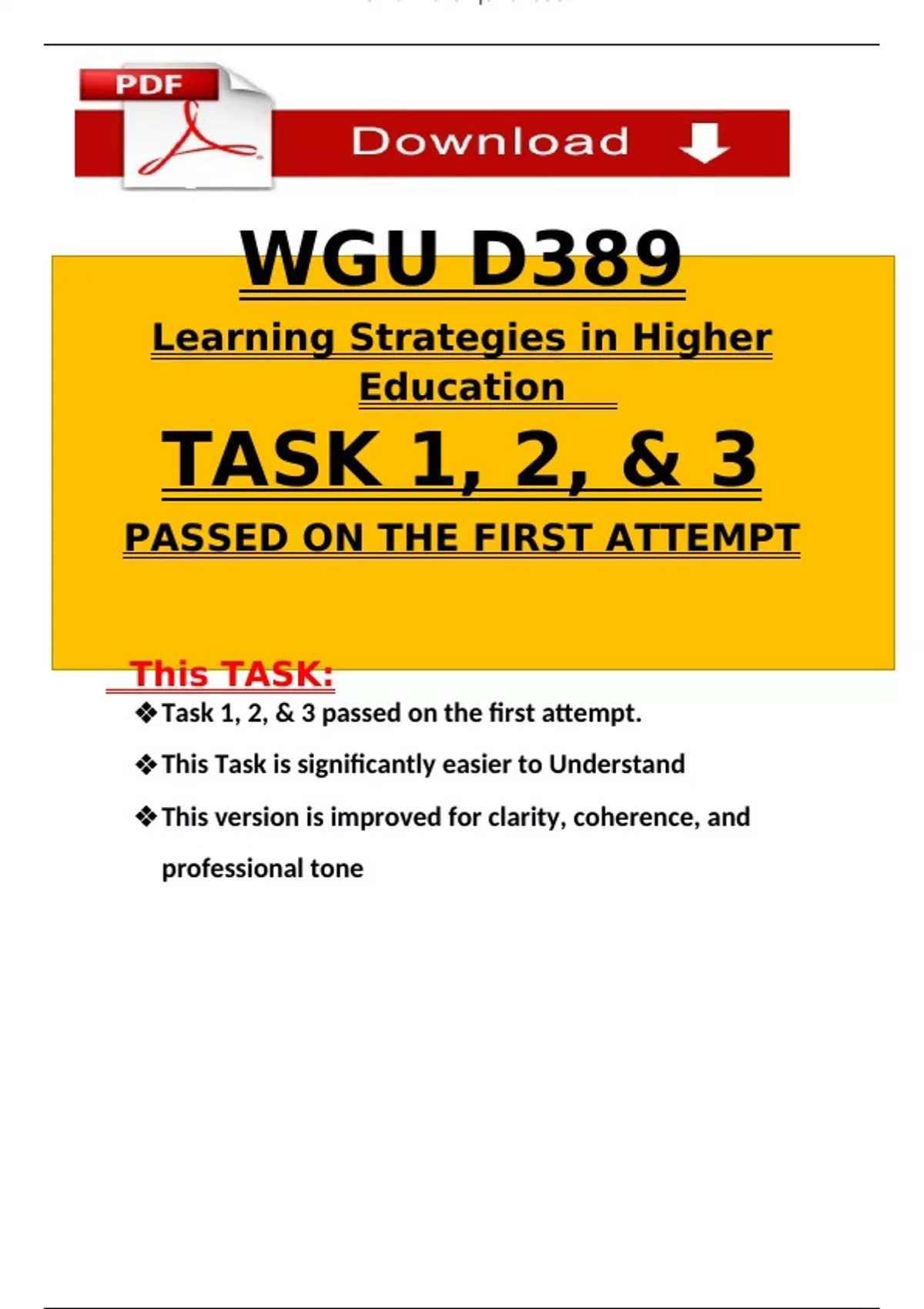 D389 Task 1, Task 2 & Task 3 - Passed on First Attempt - 2025 Complete Task Pack - D389 - Stuvia US