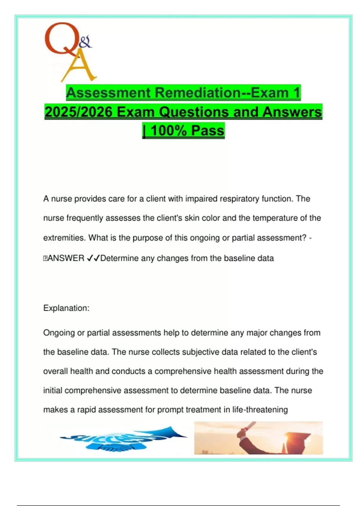 Assessment Remediation Exam 2025/2026 | 100 Exam Questions with ...