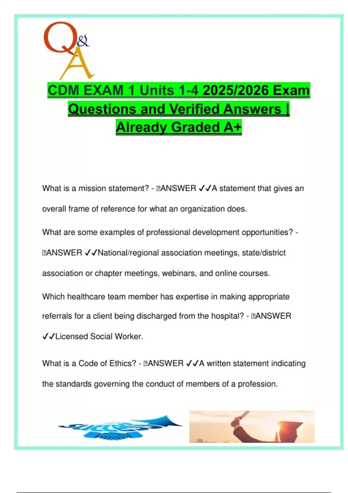 CDM EXAM 1 Units 1–4 | 2025/2026 Final Review | 200+ Solved Questions ...