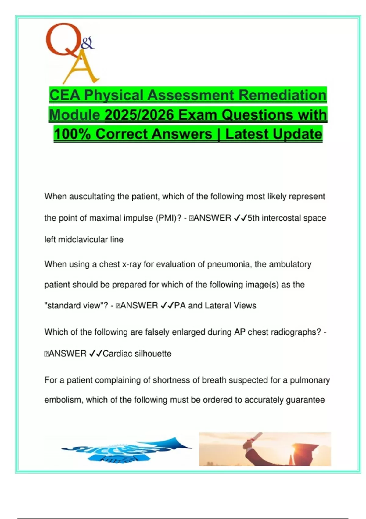 CEA Physical Assessment Remediation Module 2025/2026 | 20+ High-Yield ...