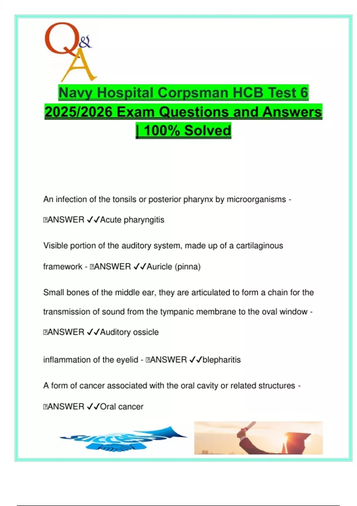 Navy Hospital Corpsman HCB Test 6 (2025/2026) – 120 Exam Questions ...