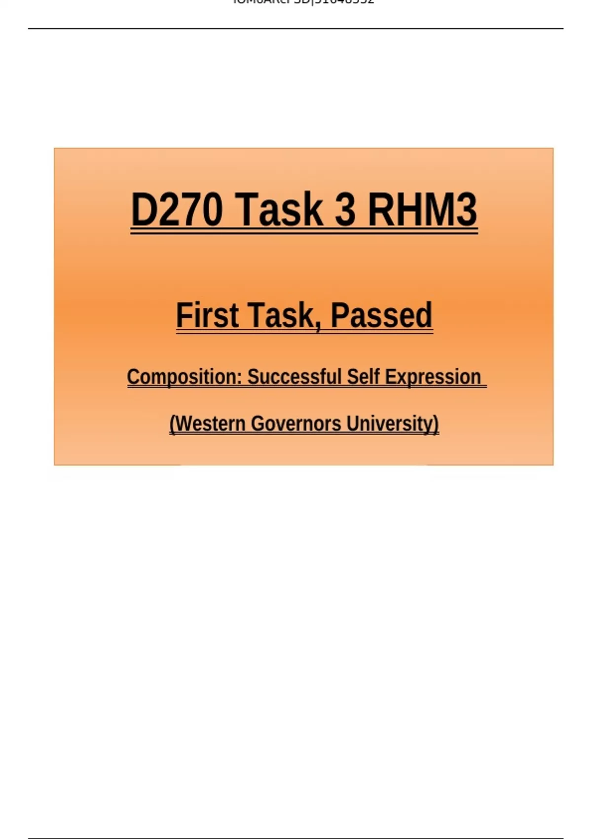 D270 Task 3 – RHM3 – First Task Passed (WGU, 2025) - D270 - Stuvia US
