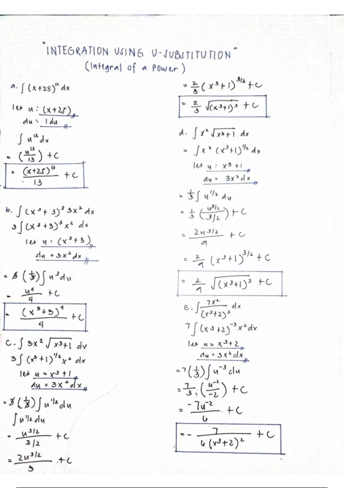 WORKSHEETS | INTEGRATION OF TRIGONOMETRIC FUNCTIONS AND USING U ...