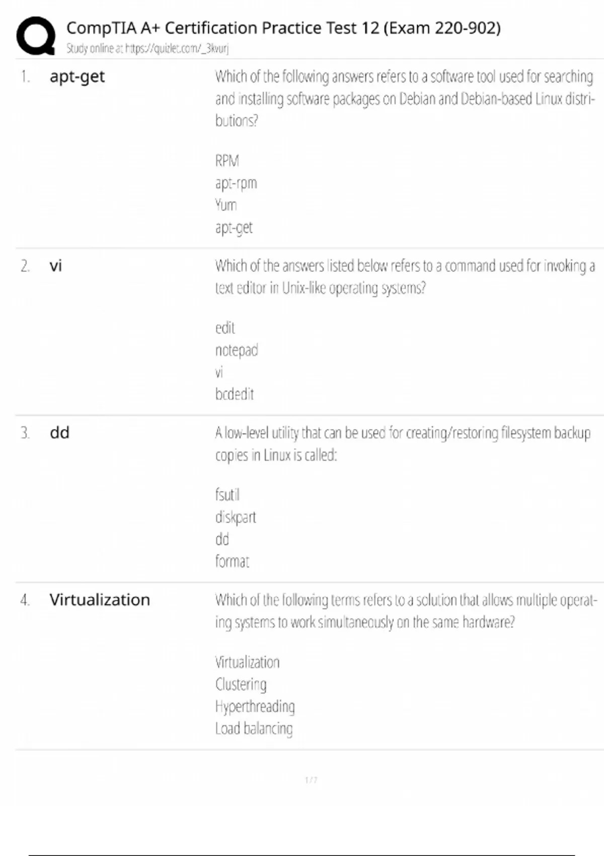 CompTIA A+ Practice Test 12 / Core 1 (220-1101) & Core 2 (220-1102 ...