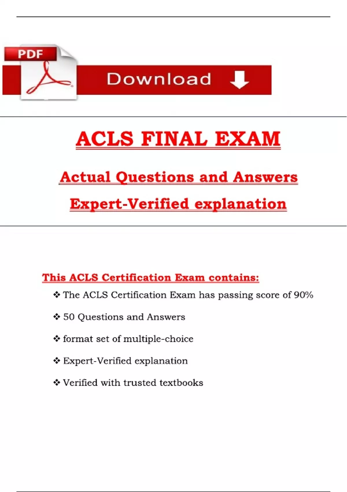 ACLS Final Exam (2025) – Actual Questions and Answers with Expert ...