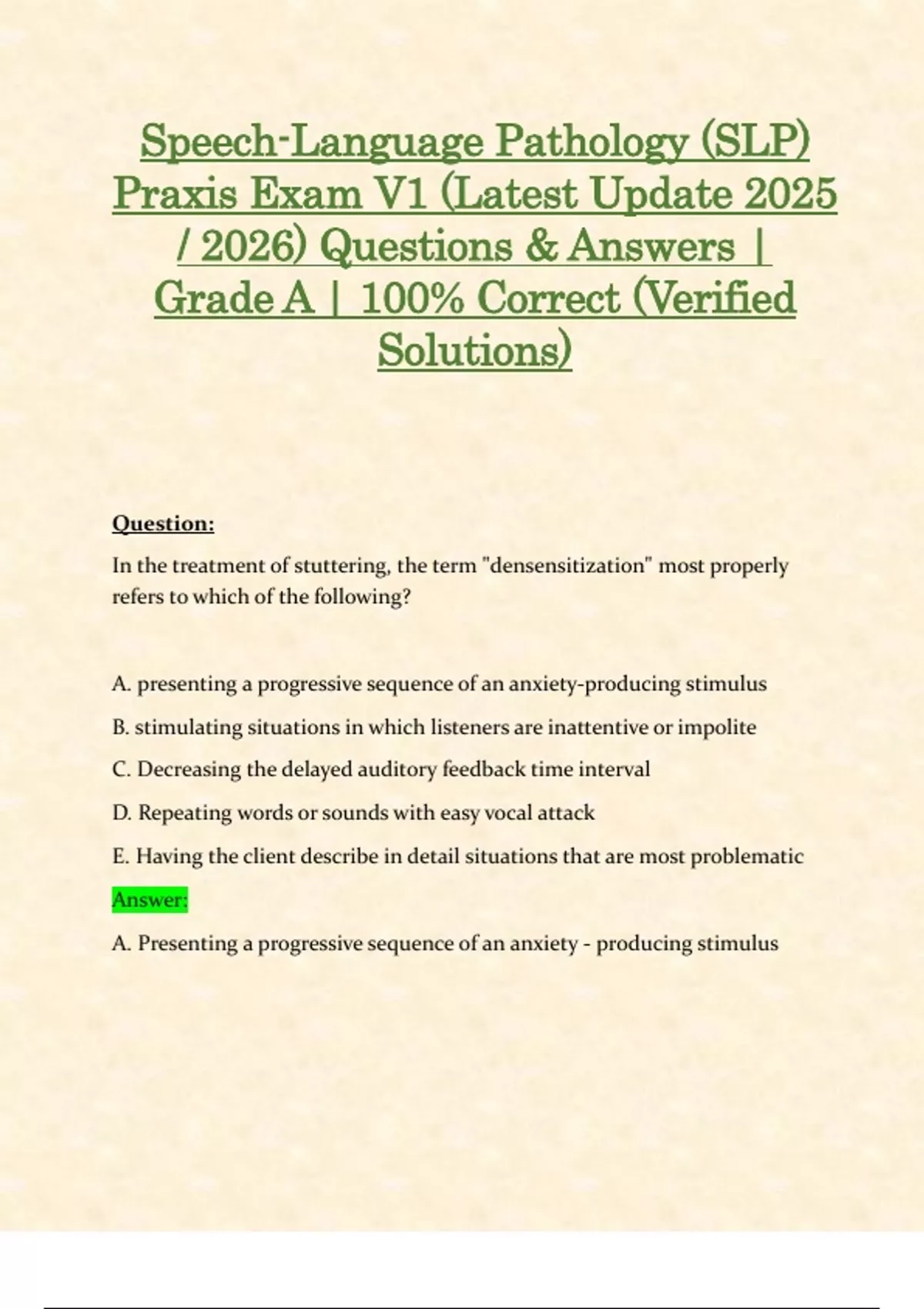 Speech-Language Pathology (SLP) Exams V1 & V2 (Latest 2025 / 2026 ...