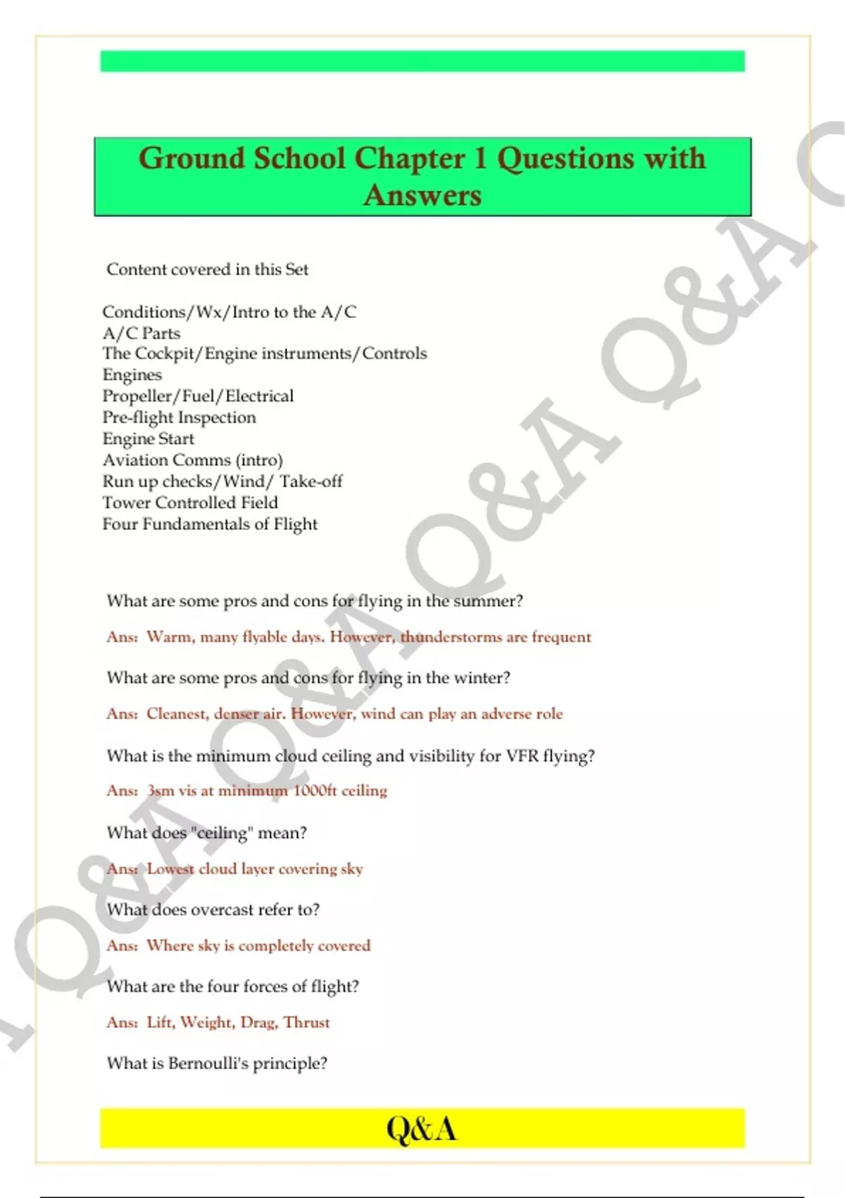 Ground School Chapter 1 Questions with Answers - Ground School - Stuvia US