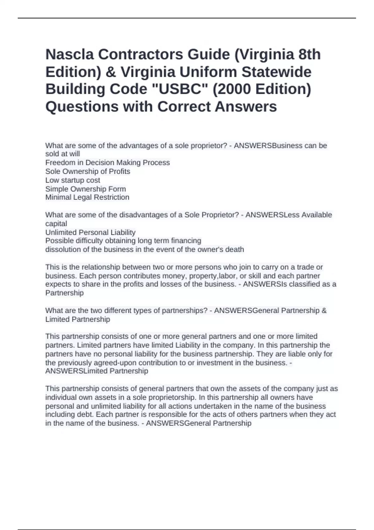 Nascla Contractors Guide (Virginia 8th Edition) & Virginia Uniform ...