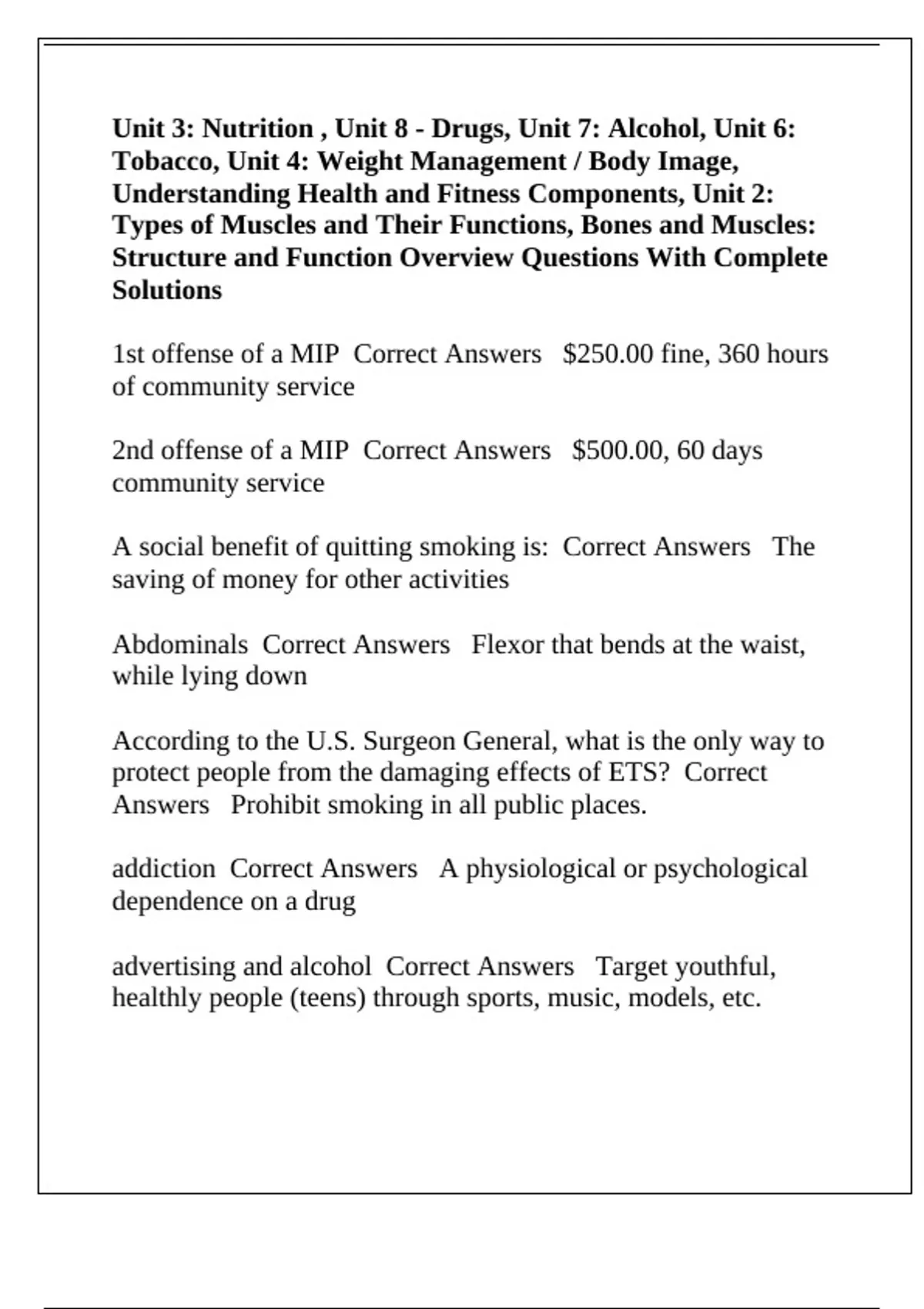 Unit 3: Nutrition , Unit 8 - Drugs, Unit 7: Alcohol, Unit 6: Tobacco ...