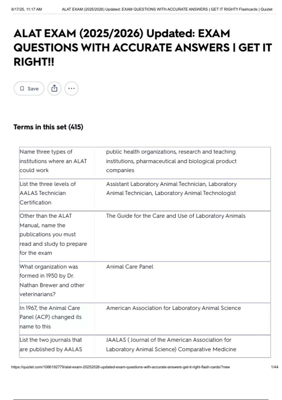 ALAT EXAM (2025/2026) Updated: EXAM QUESTIONS WITH ACCURATE ANSWERS ...