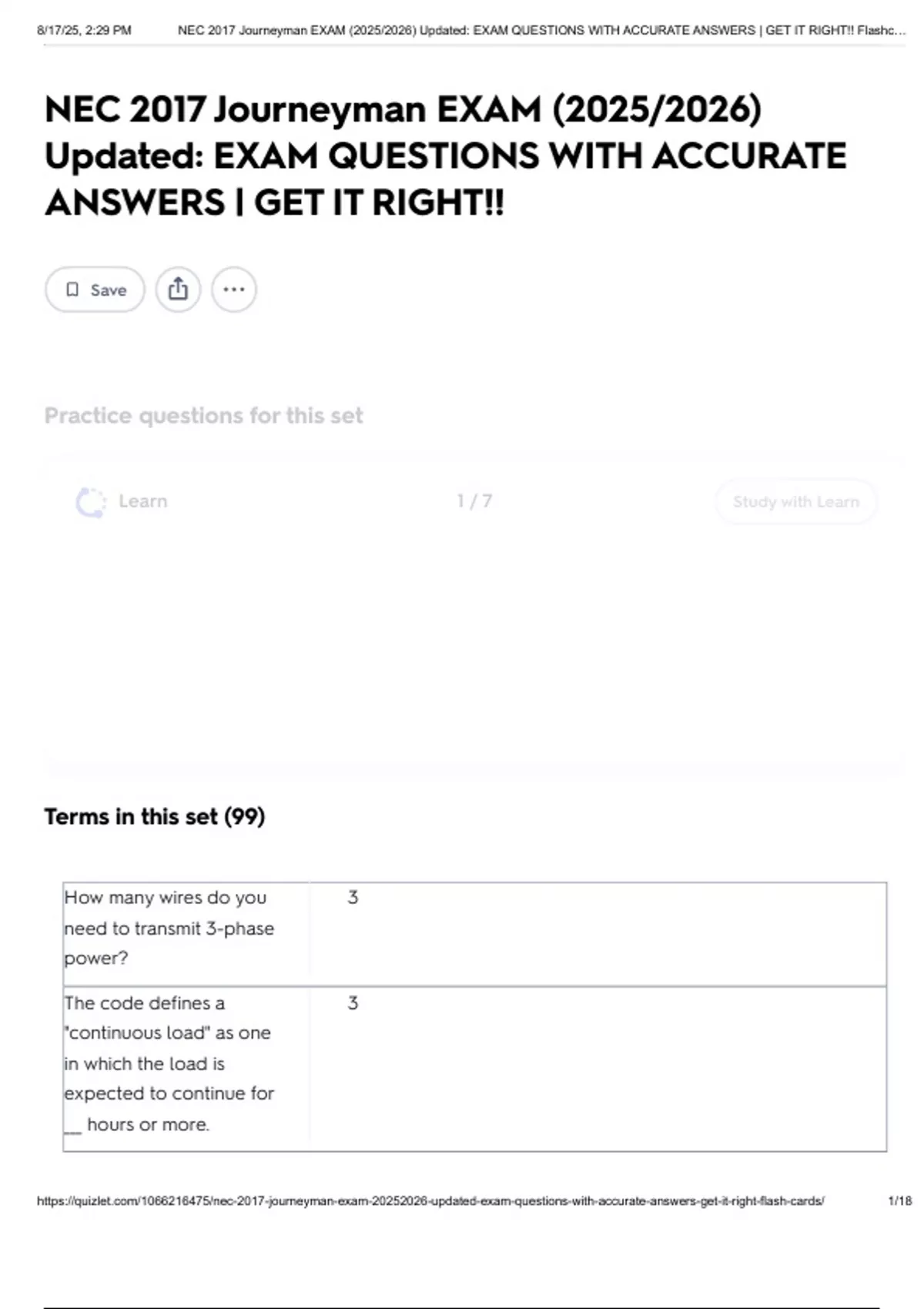 NEC 2017 Journeyman EXAM (2025/2026) Updated: EXAM QUESTIONS WITH ...