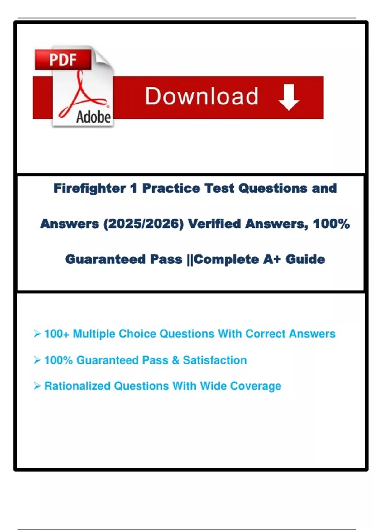 Firefighter 1 Practice Test Questions and Answers (2025/2026) Verified ...