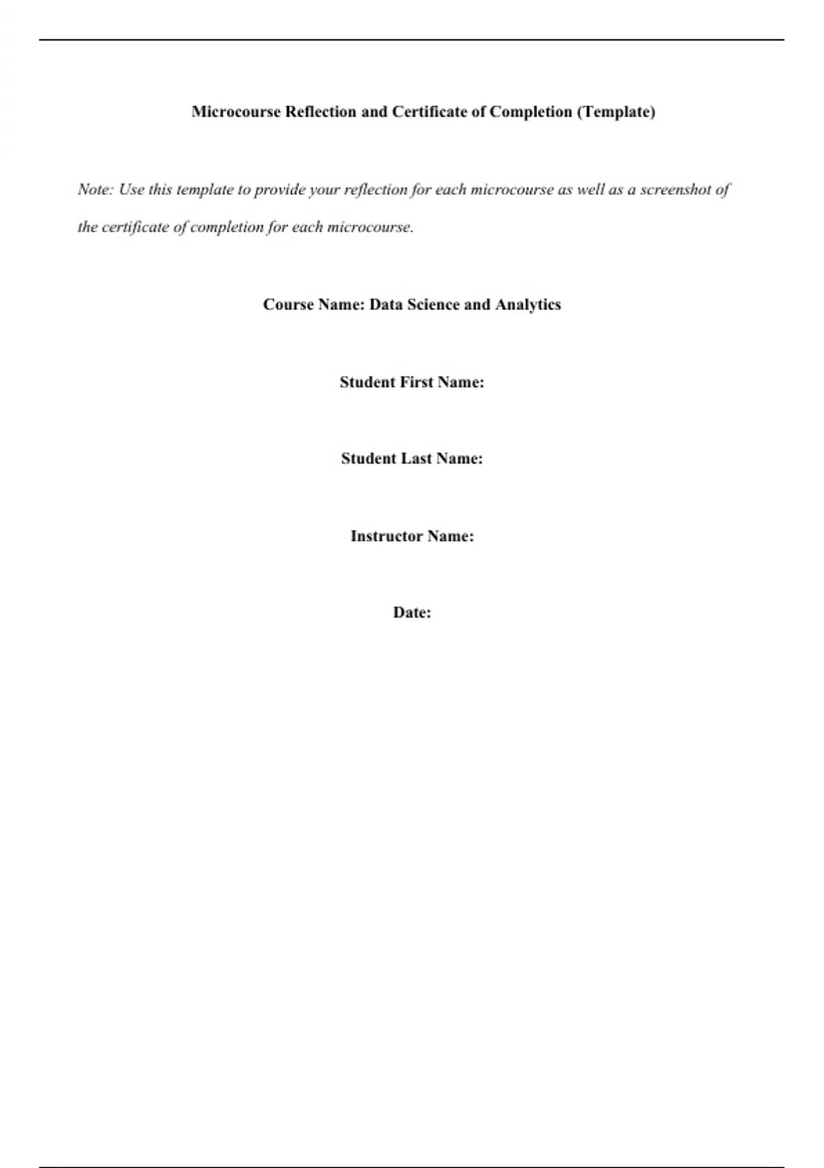 C797 thm1 task 1 microcourse reflection and certificate of completion data science and analytics ...