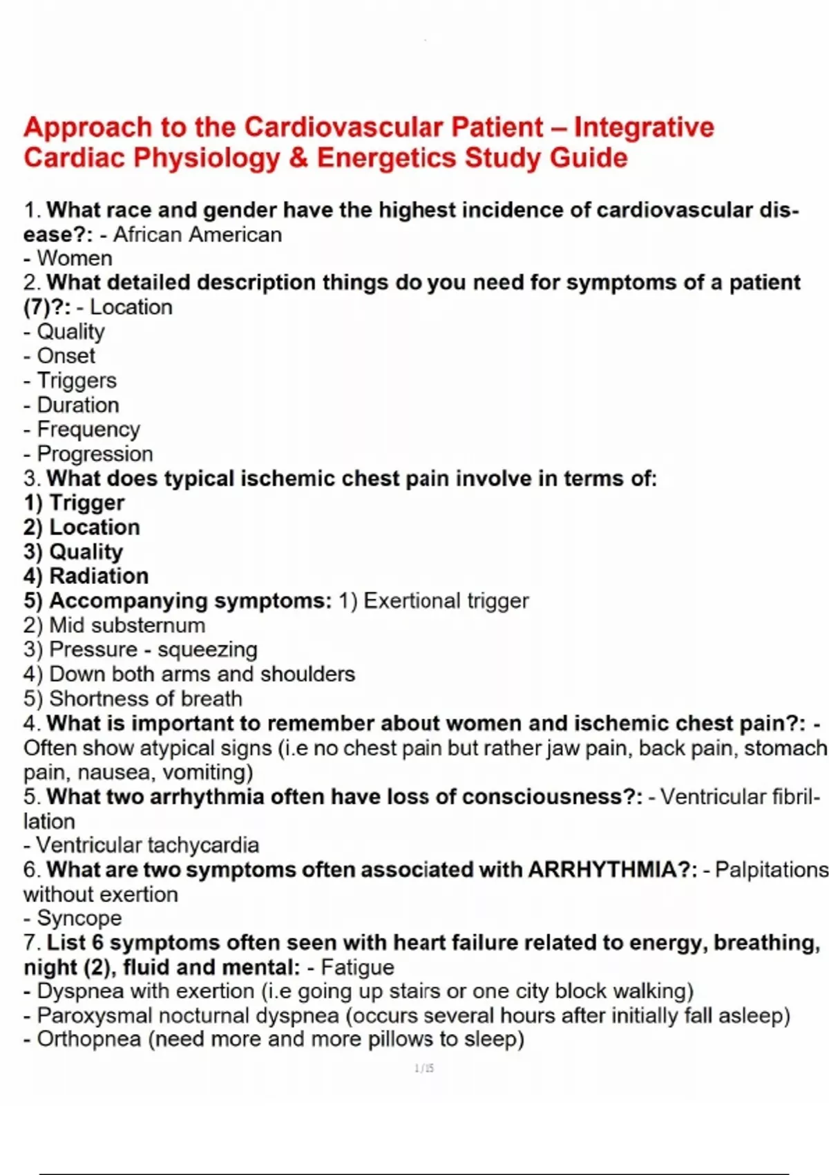 Approach to the Cardiovascular Patient – Integrative Cardiac Physiology ...