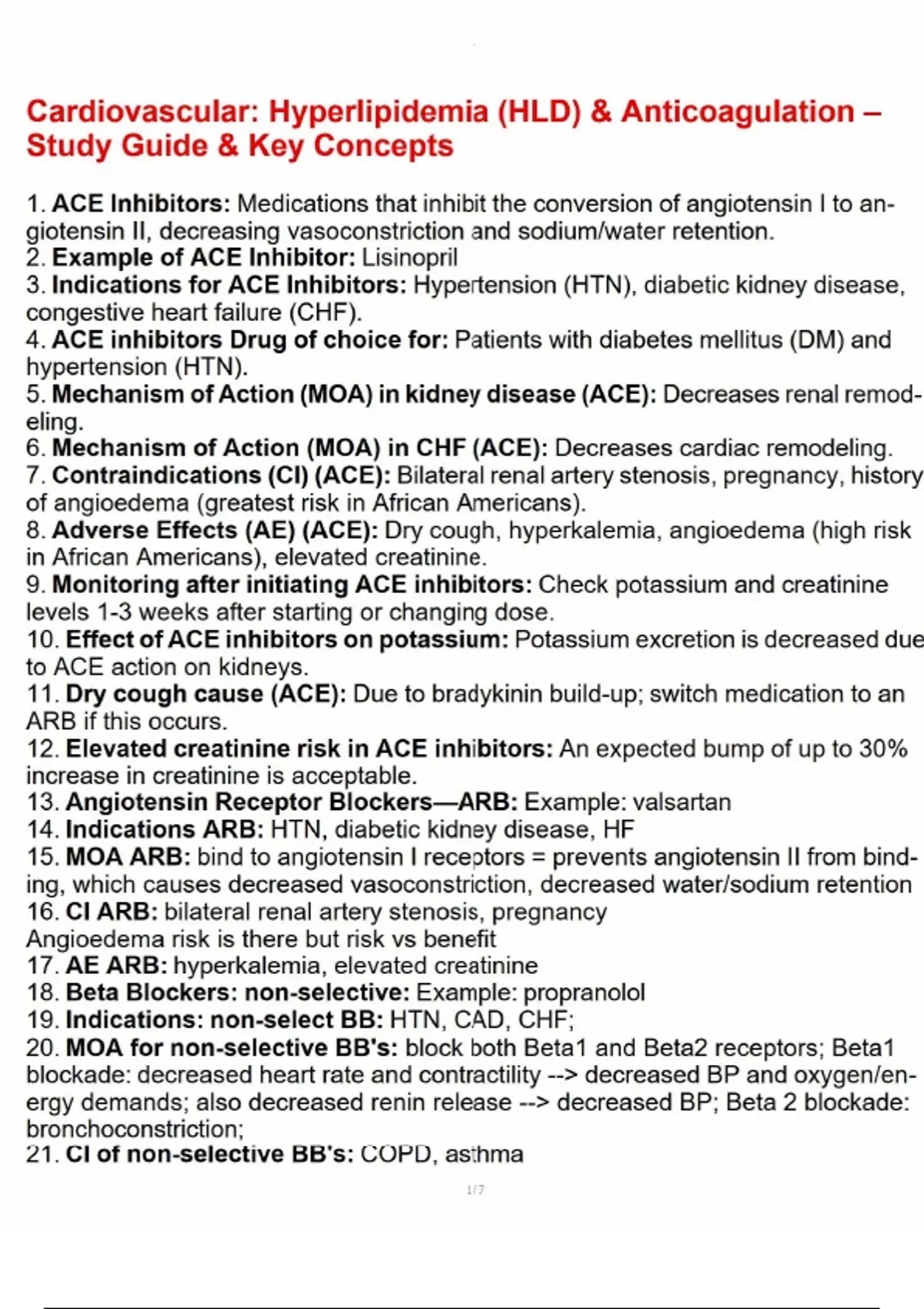 Cardiovascular Hyperlipidemia (HLD) & Anticoagulation – Study Guide & Key Concepts.pdf ...