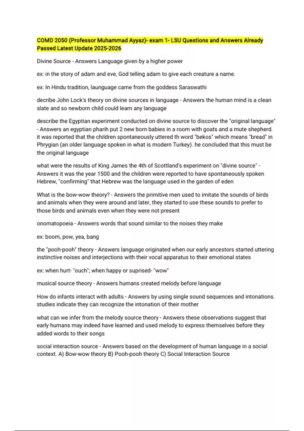 COMD 2050 (Professor Muhammad Ayyaz)- exam 1- LSU Questions and Answers ...